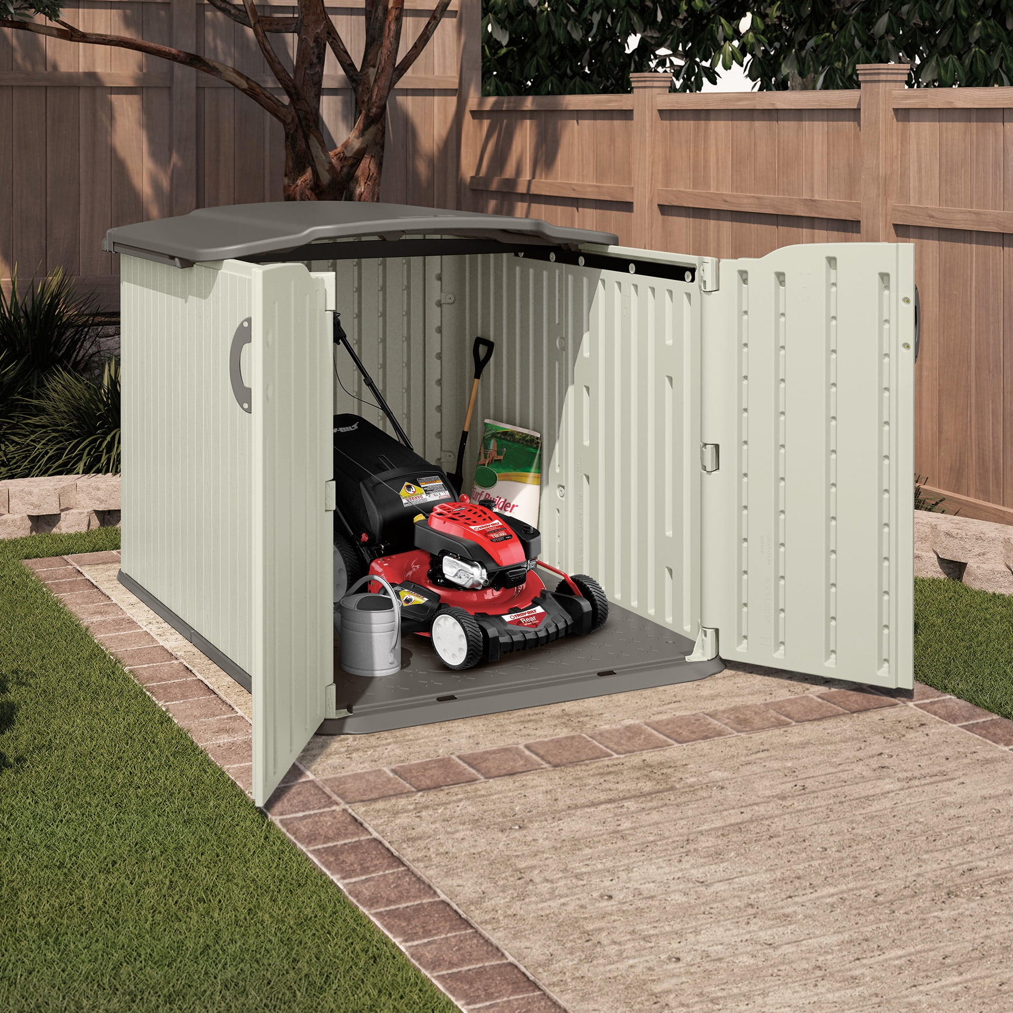 Suncast 98 cu. ft. Glidetop® Horizontal Resin Storage Shed for Backyard ...