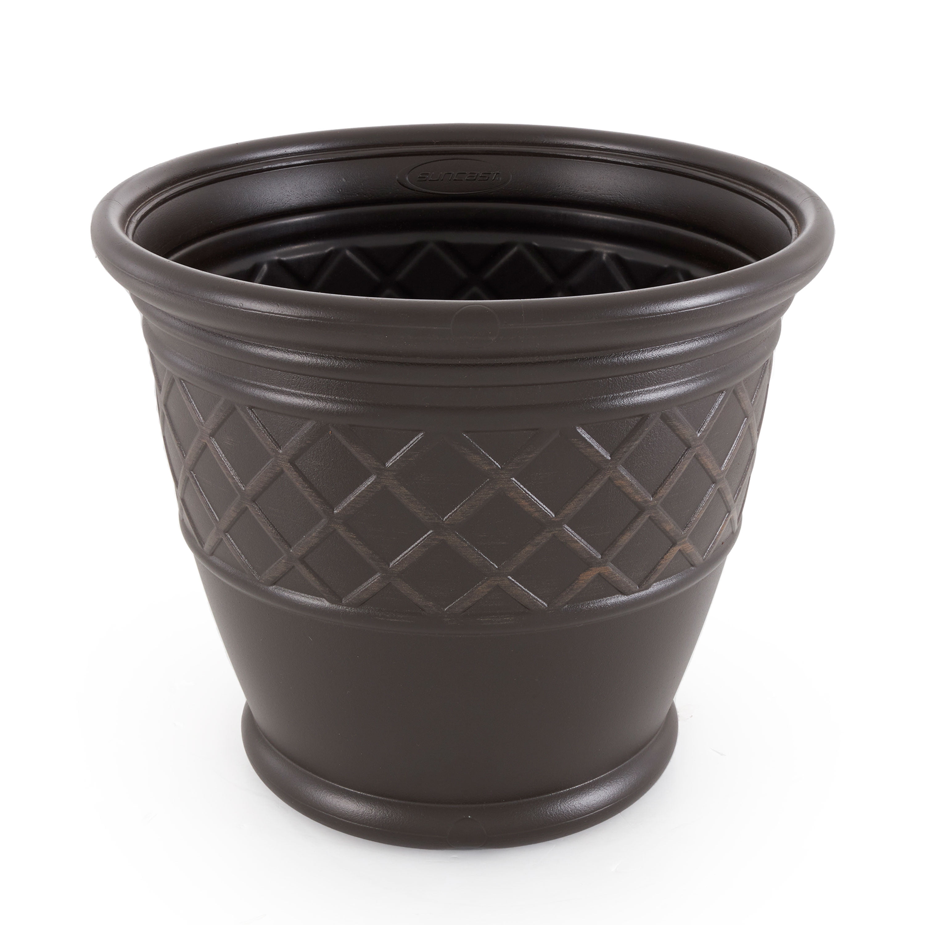 Suncast Atlin 18in Resin Round Decorative Flower Pot Vase Box Planter ...