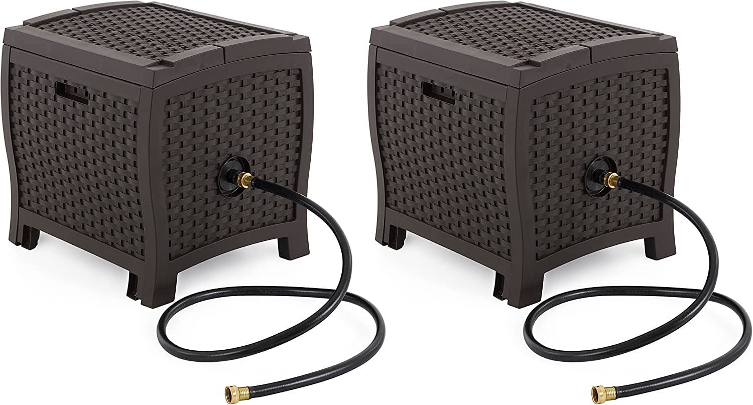 Suncast Slide Trak Outdoor Garden Water Hose Hideaway Storage Bin for ...