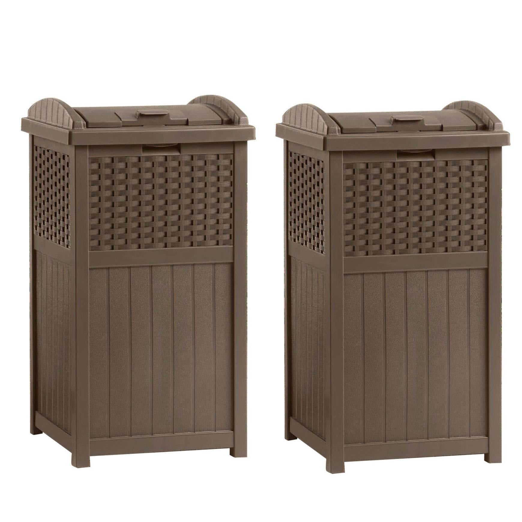 Suncast 33 Gallon Outdoor Resin Deck Trash Patio Container with Lid ...