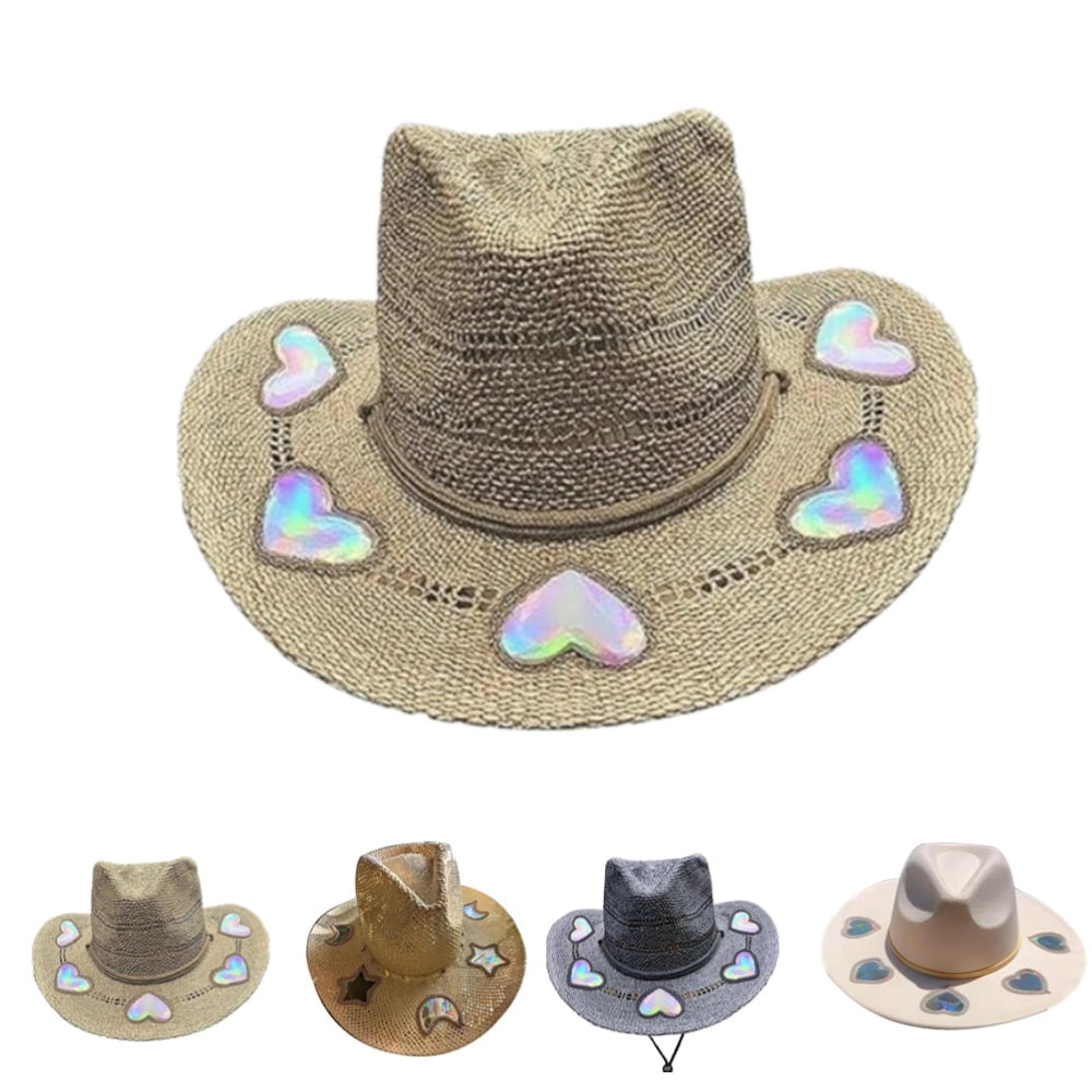 Suncatcher Cowgirl Straw Prism Hat - Iridescent Celestial Design, Prism ...