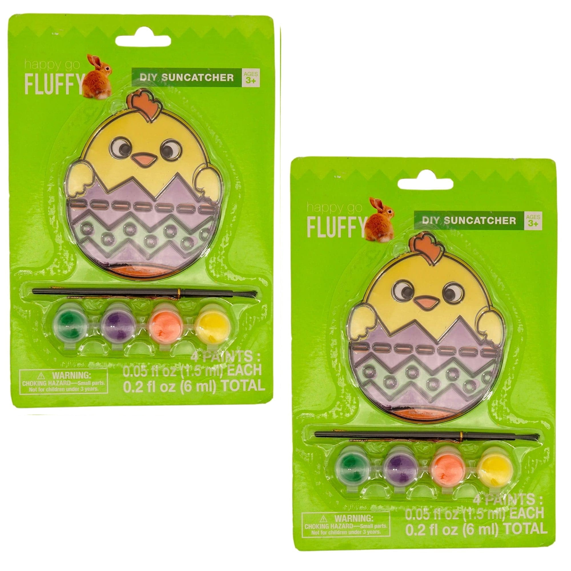 Suncatcher Kits (2 Pack, Easter Chick in Egg, 3.5 x 3.5 in) DIY, Paint ...
