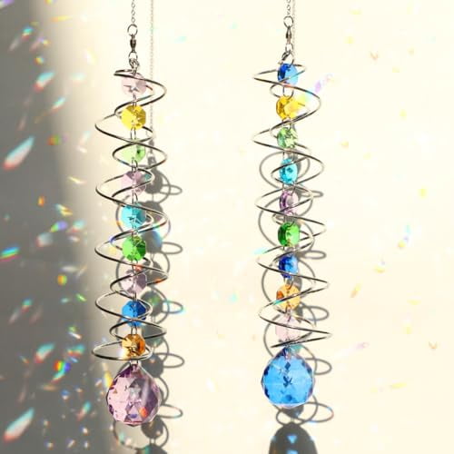 Suncatcher Wind Spinner Gazing Ball Spiral Tail, Crystal Sun Catchers ...