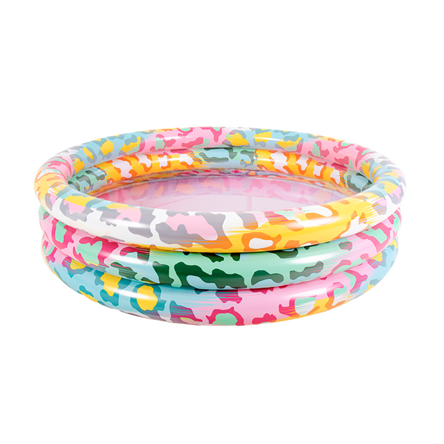 Sunclub 62” Pink Soft-Sided Round 3-Ring Cheetah Print Inflatable ...