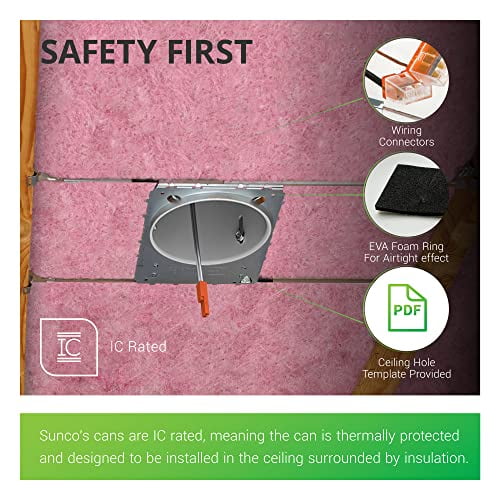Sunco 10 Pack 4 Inch Recessed Lighting Housing Can Light New Construction, Air Tight Steel ...