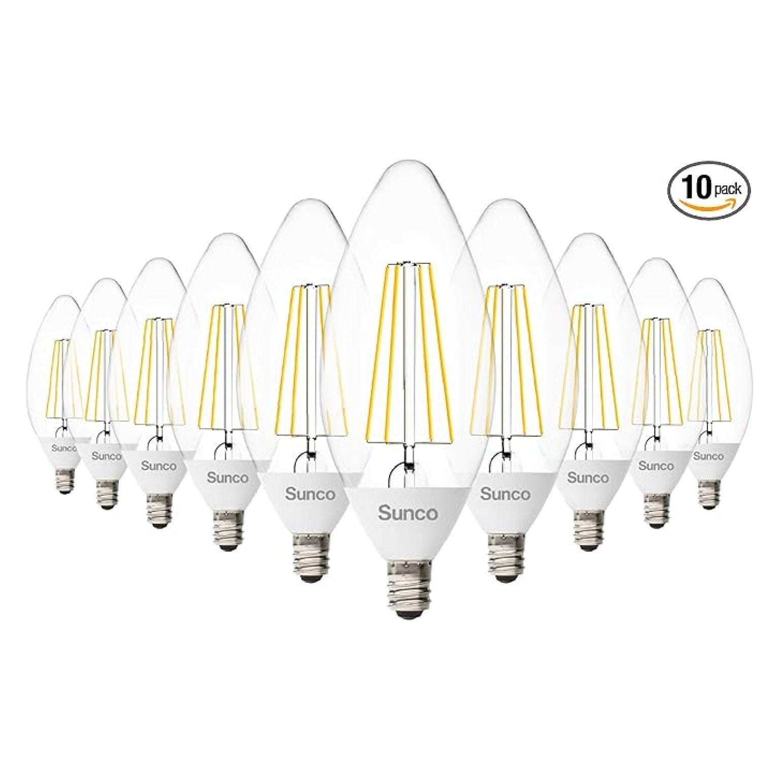 Sunco 10 Pack Dusk to LED Outdoor Light Bulb B11, Edison Filament ...