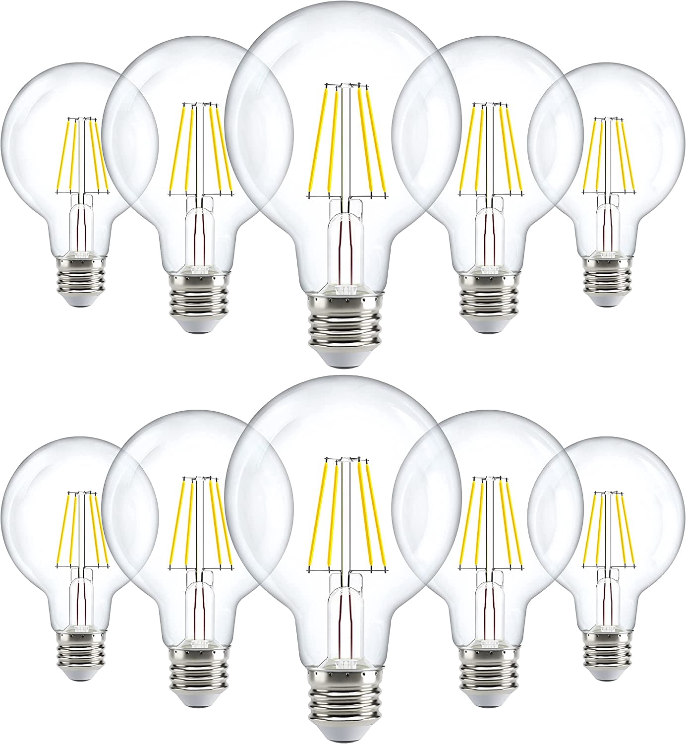 Sunco 10 Pack G25 LED Light Bulbs, Filament Edison Globe, Vanity ...