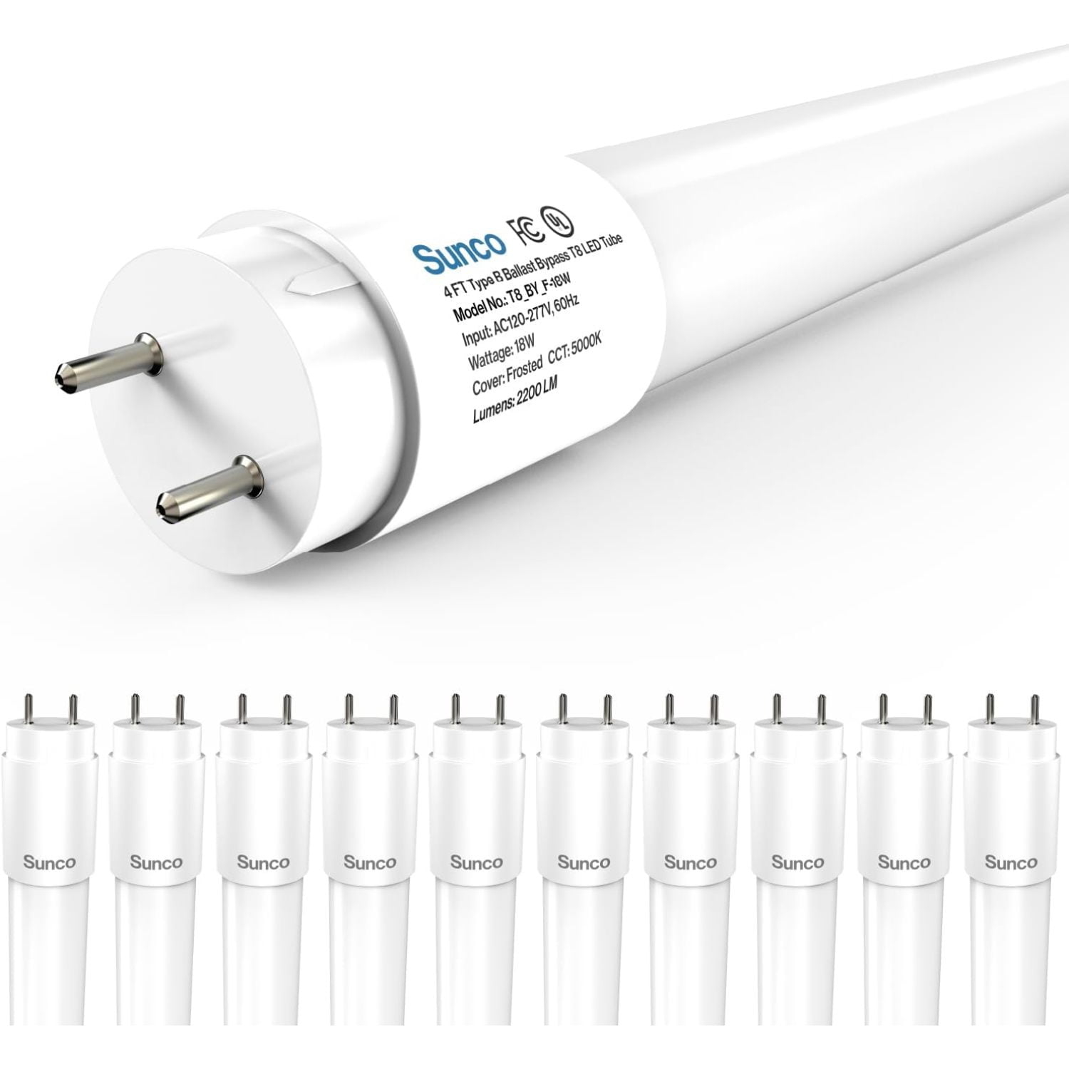 Sunco 10 Pack T8 LED Bulbs 4 Foot, LED Fluorescent Tube Replacement, 4ft LED Tube Light, Ballast ...