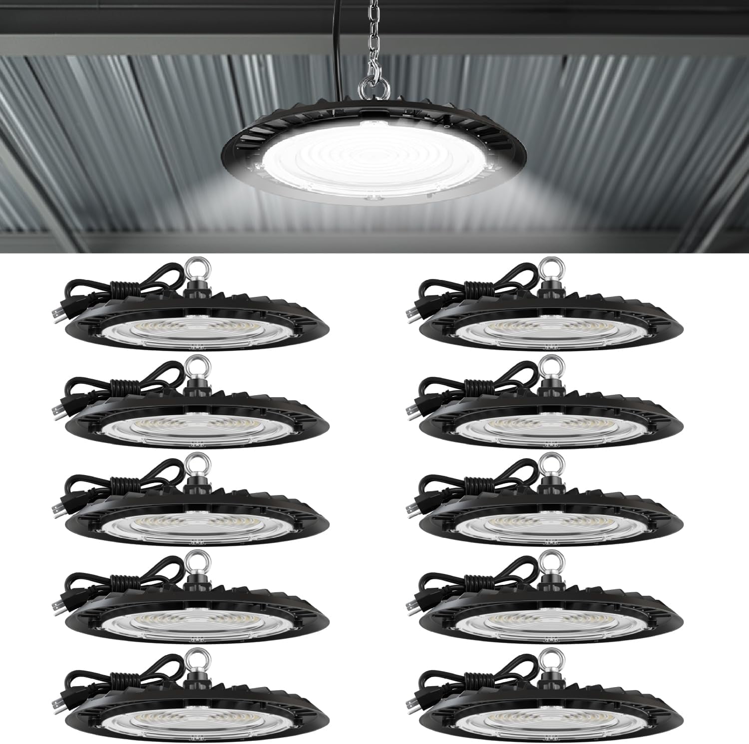 Sunco 10 Pack UFO LED High Bay Light, 150W, 19500 Lumens, 5000k Ultra ...