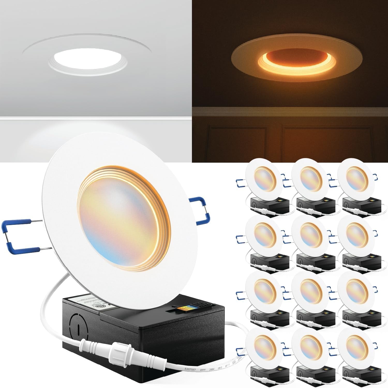 Sunco 12 Pack 10W 4 Inch LED Recessed Lighting Slim Baffle Retrofit ...