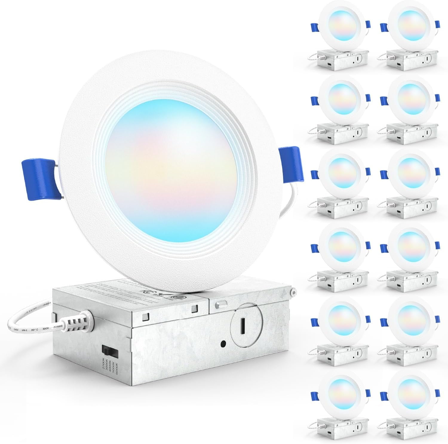 Sunco 12 Pack 4 Inch Recessed Lights, LED Baffle Trim, Selectable CCT ...