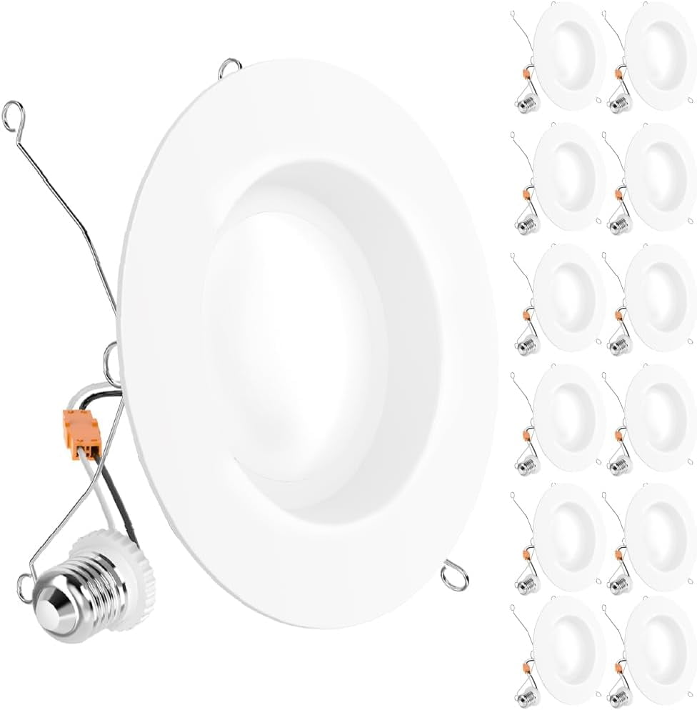 Sunco 12 Pack 6 Inch LED Can Lights, Retrofit Recessed Lighting, Smooth ...