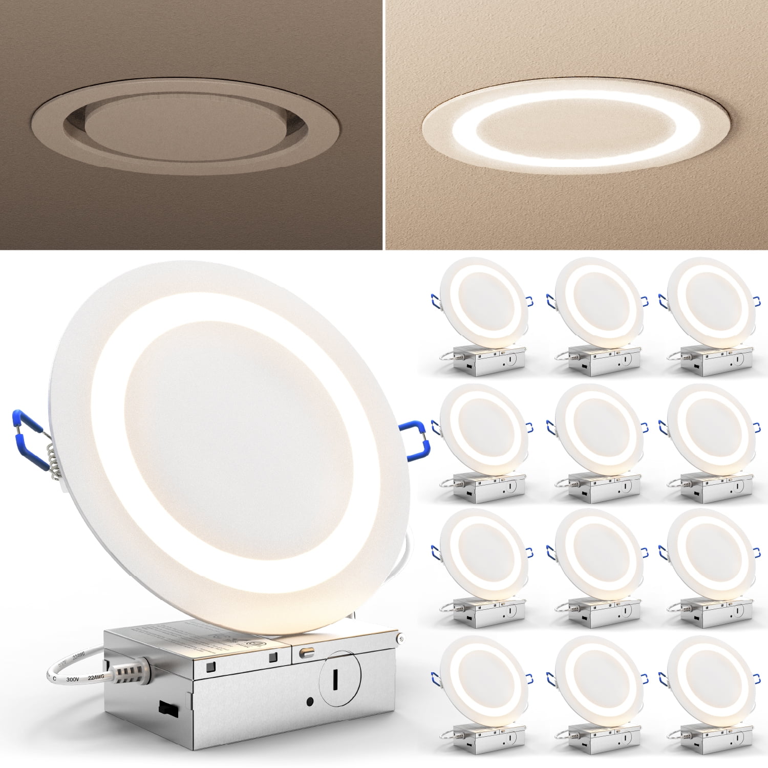 Sunco 12 Pack 6 Inch LED Slim Eclipse Ultra Thin Canless Lights ...