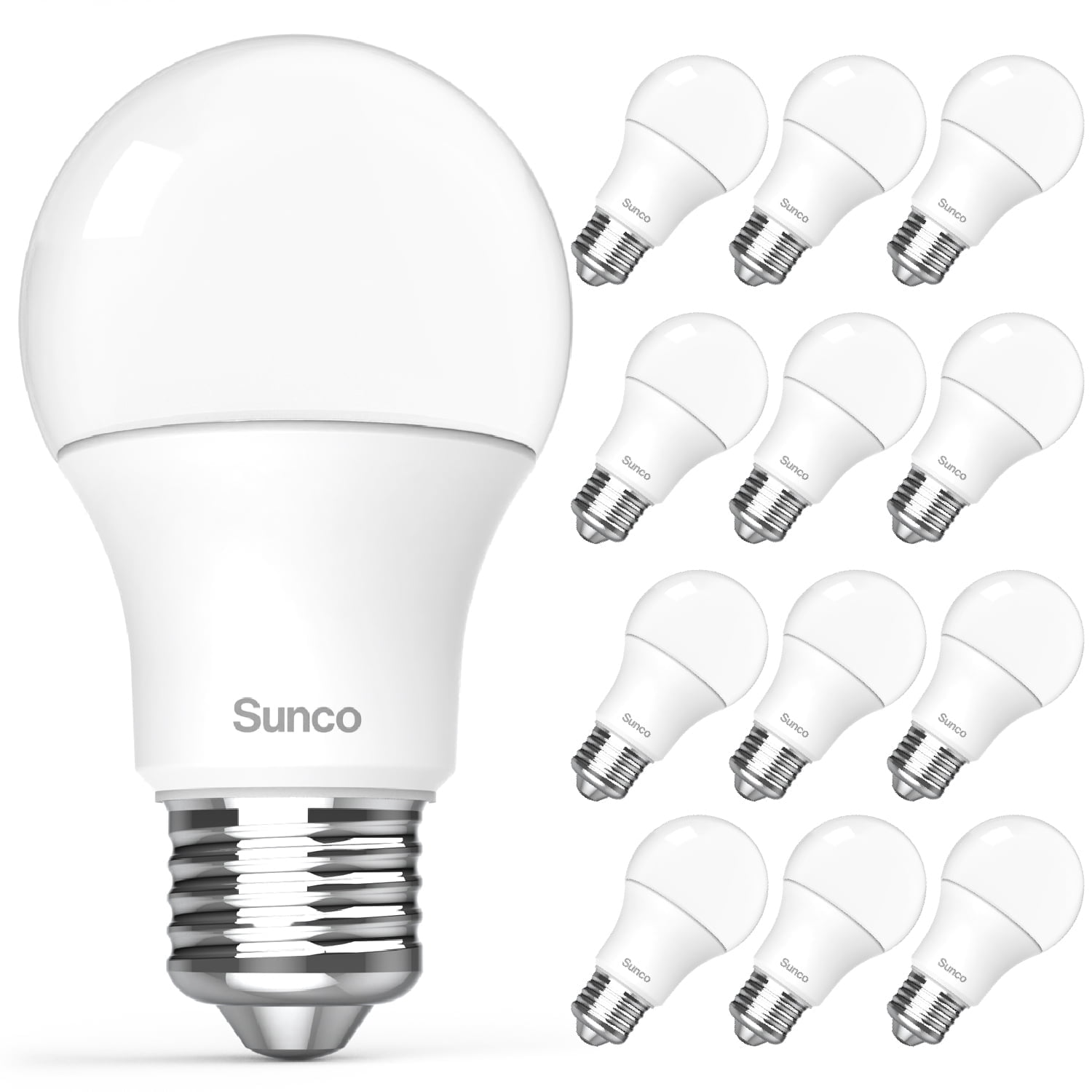 Sunco 12 Pack LED Light Bulbs, E26 Base Lamp Bulbs A19, [Focos LED para ...