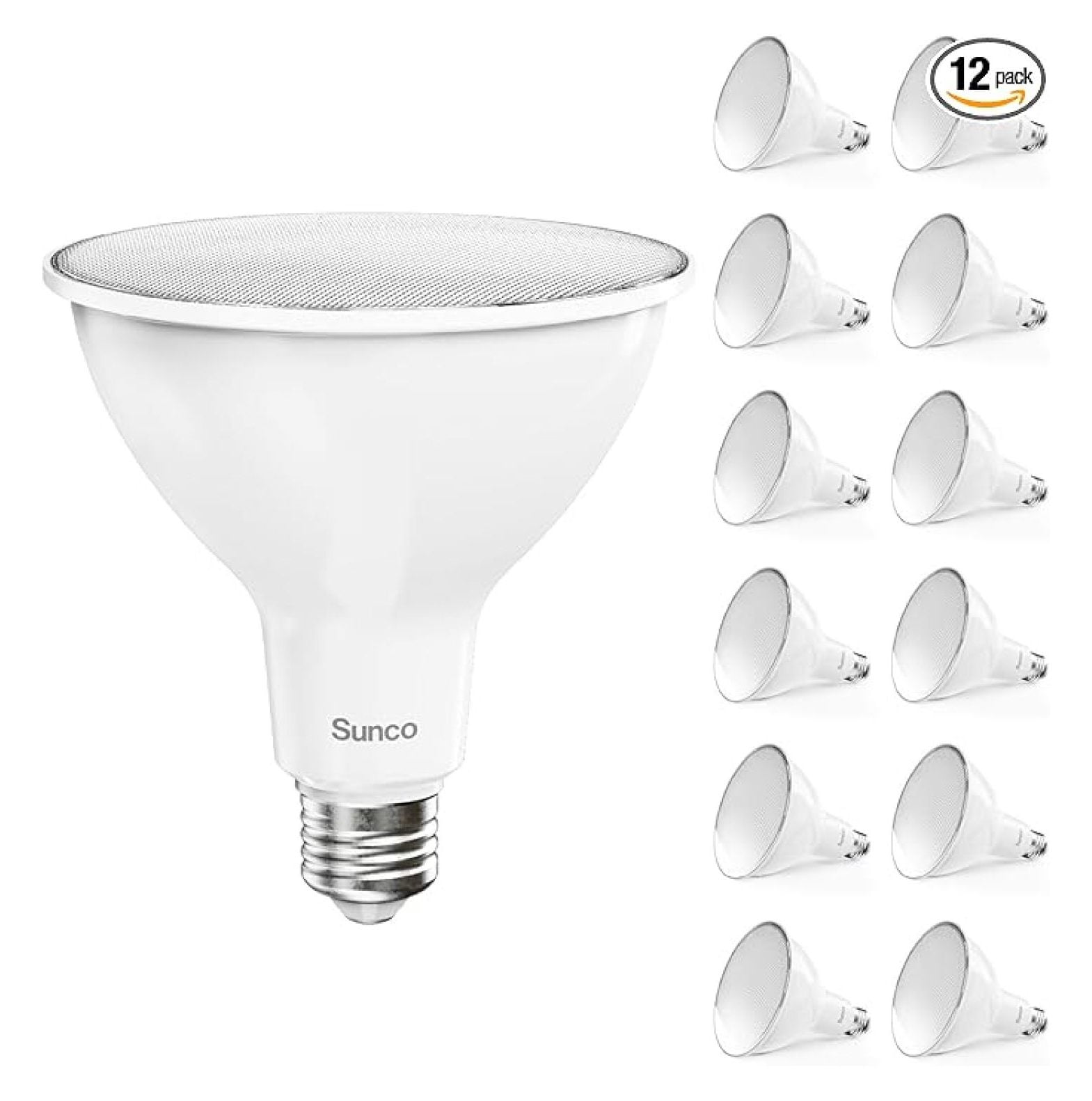 Sunco 12 Pack Outdoor Flood Light Bulb LED PAR38, Exterior Spotlight ...