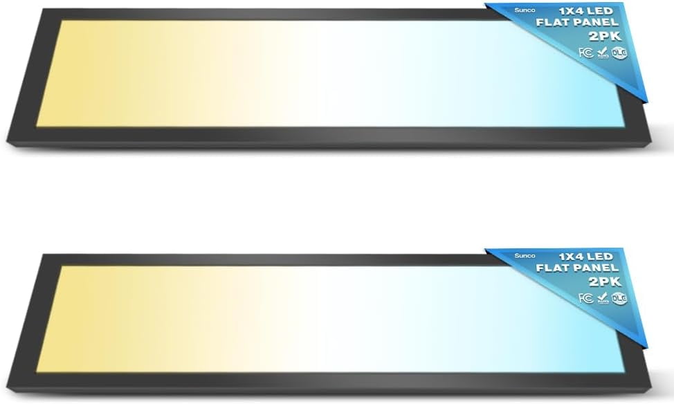 Sunco 2 Pack 1x4 LED Flat Panel Light, Dual Selectable CCT 3500K/4000K/5000K & Selectable ...