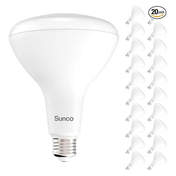 Sunco 20 Pack BR40 LED Light Bulbs, Indoor Flood Lights, Recessed Can ...