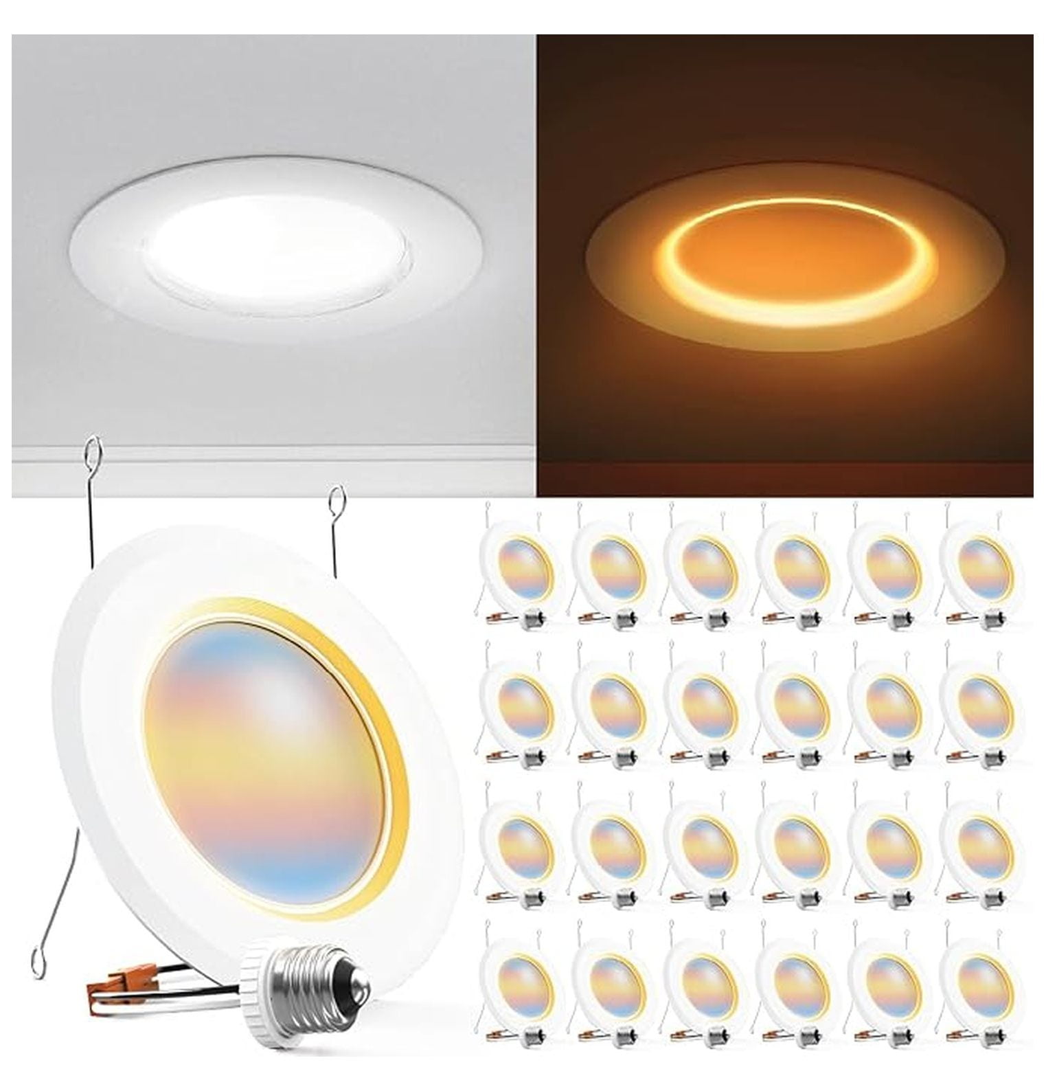 Sunco 24 Pack 6 Inch Recessed Light with Night Light, LED Can Lights ...