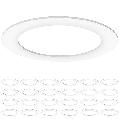 Sunco 24 Pack Goof Rings for 6 Inch Recessed Lights, Flush Mount White ...