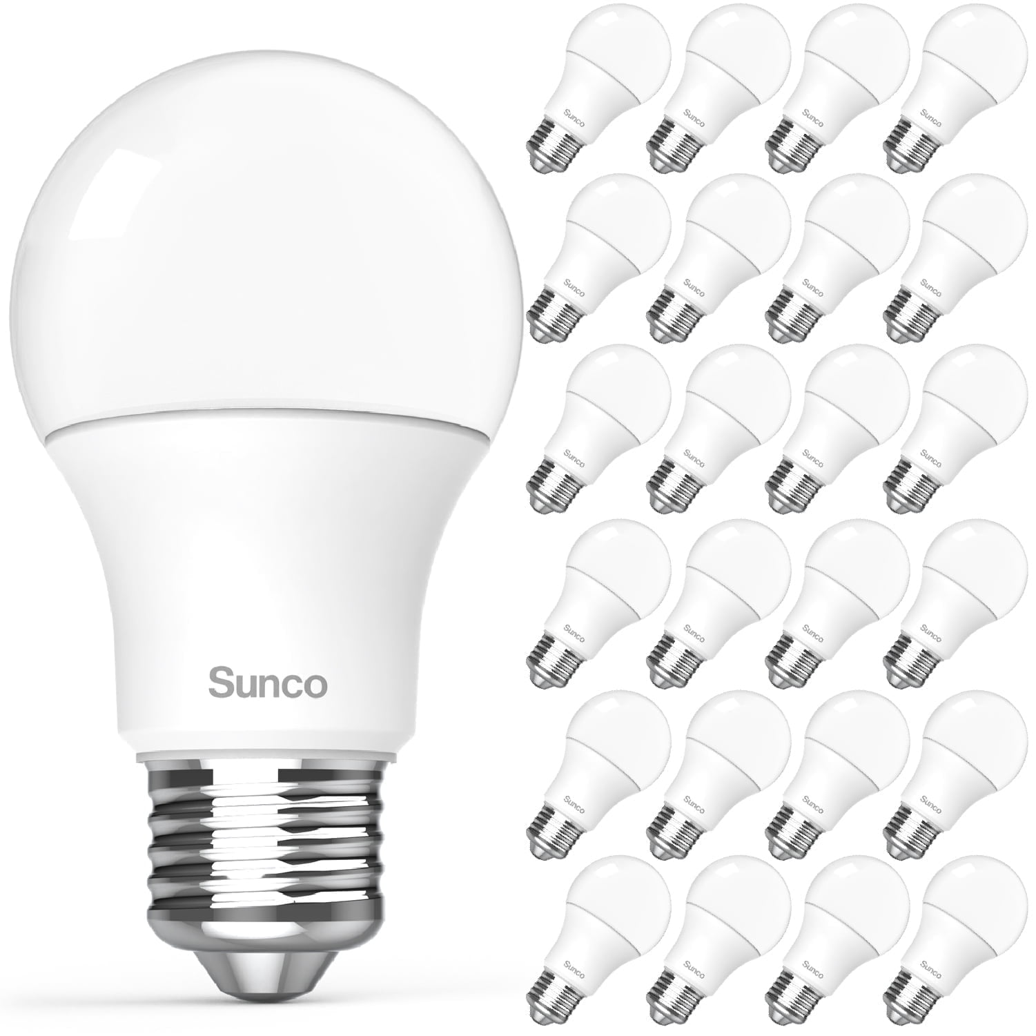 Sunco 24 Pack LED Light Bulb, A19, 8W (60W Equivalent), Selectable CCT ...