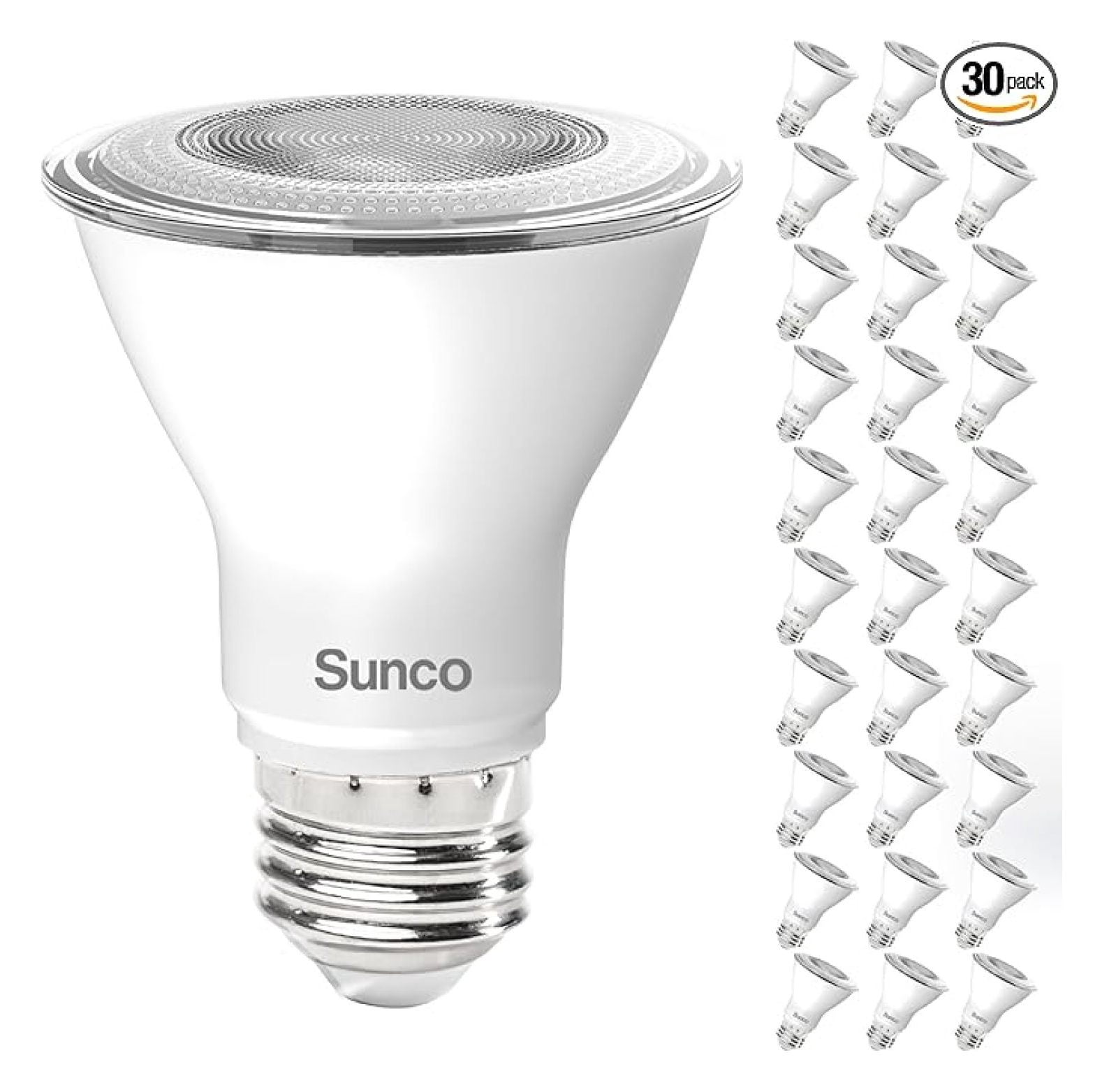 Sunco 30 Pack PAR20 LED Bulbs, Flood Light Bulb Outdoor, 500 LM, 7W ...