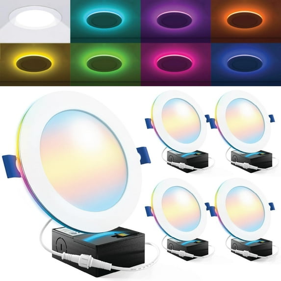 Sunco 4 Pack 6 Inch Smart Ultra Thin LED Recessed Ceiling Lights with ...