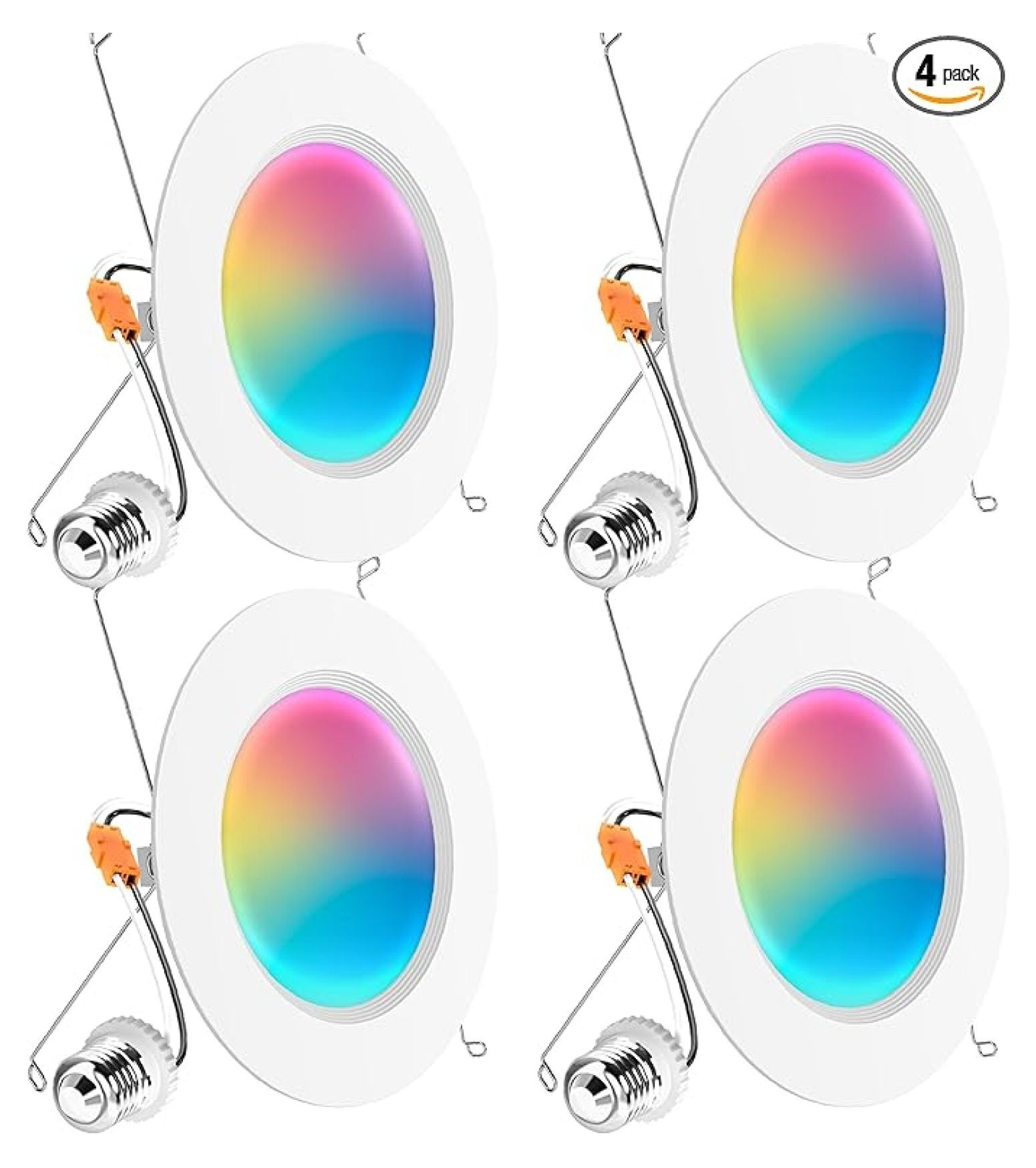 Sunco 4 Pack LED Recessed 6 Inch, Smart RGBW Color Changing Can Lights ...