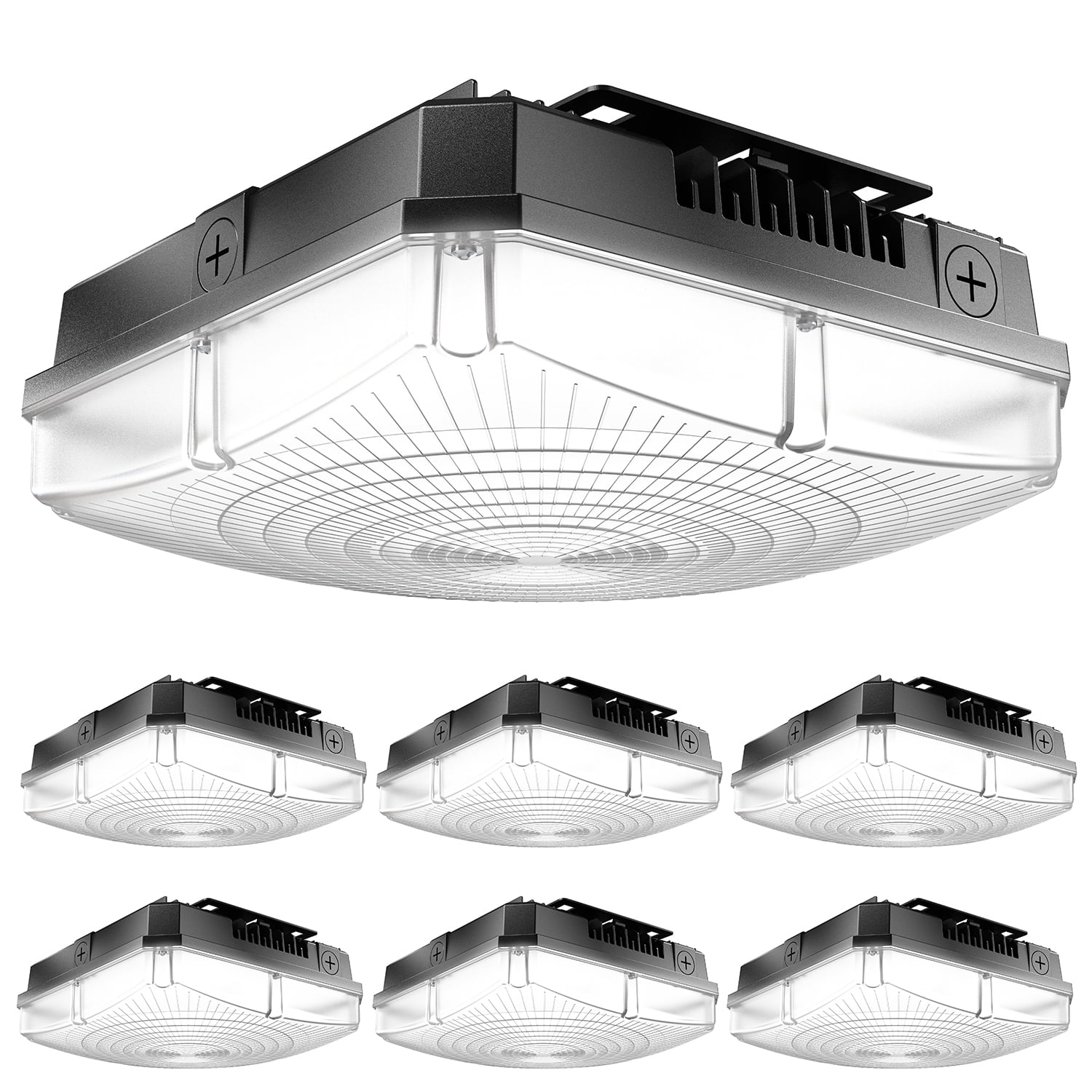 Sunco 6 Pack Outdoor Canopy Lights, LED Square Ceiling Exterior Carport ...