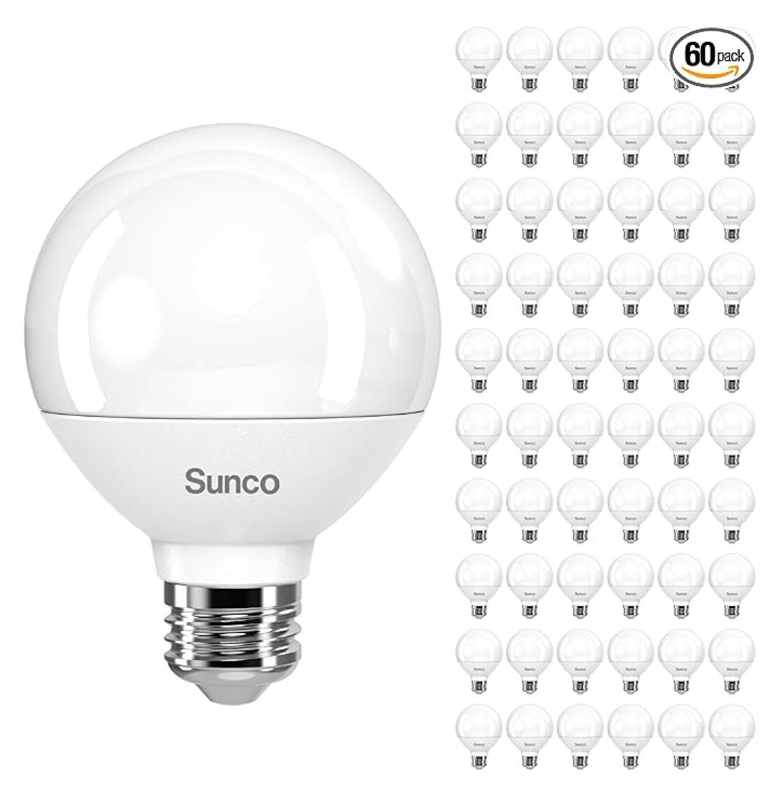Sunco 60 Pack G25 LED Light Bulbs, Globe Vanity Lights for Bathroom ...