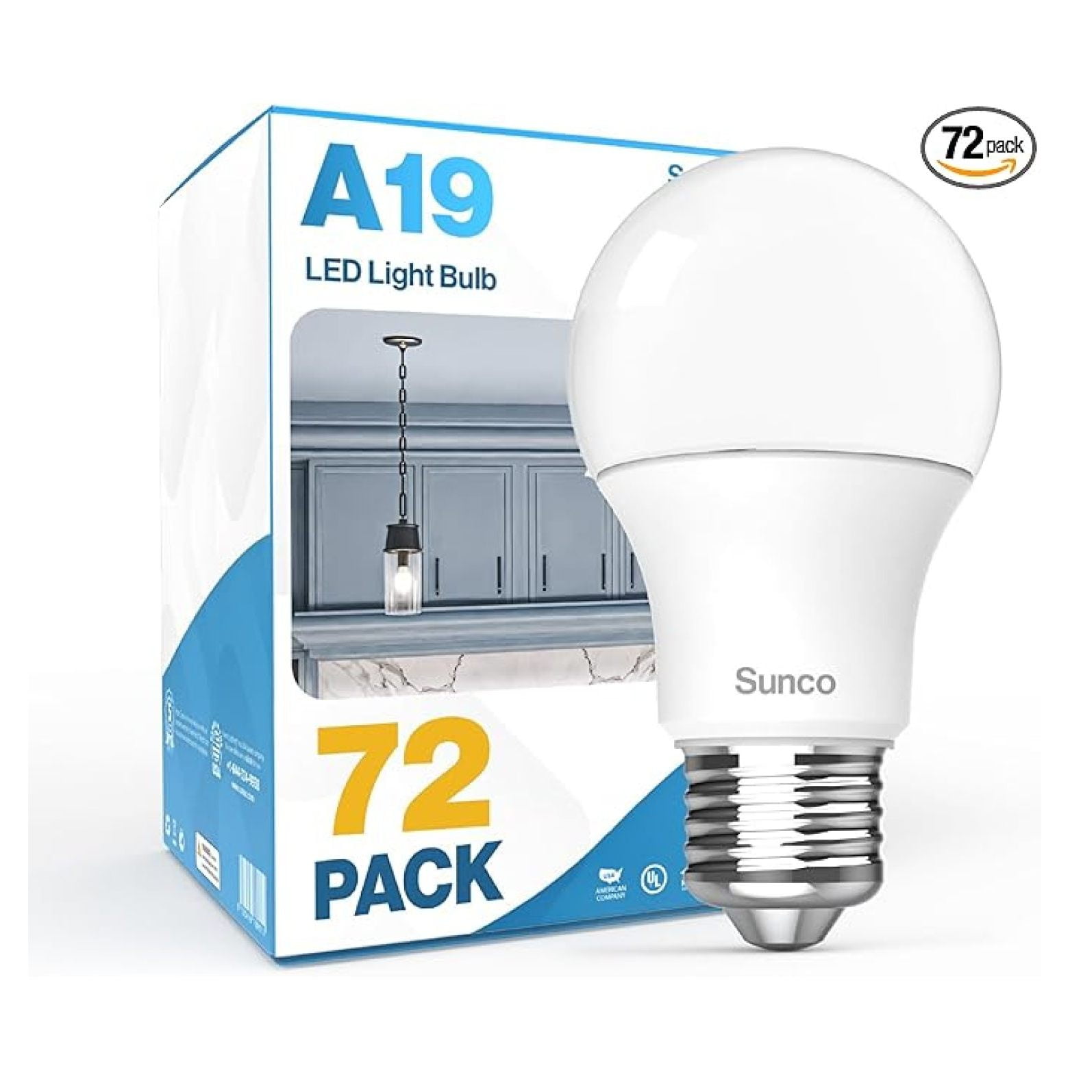 Sunco 72 Pack A19 LED Light Bulbs, [ para Casa], E26 Base Lamp Bulb for ...
