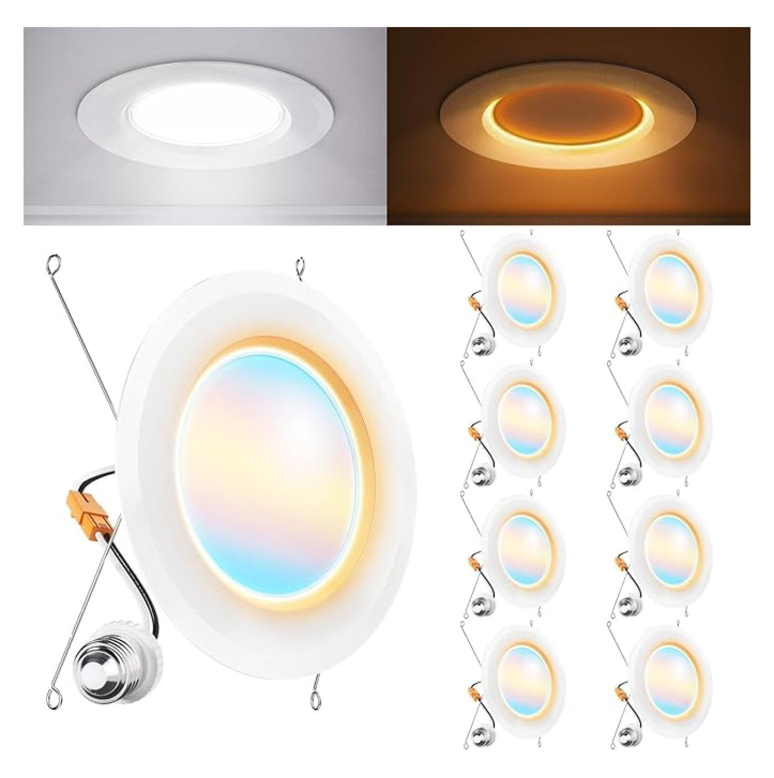 Sunco 8 Pack 6 Inch Recessed Light with Night Light, LED Can Lights ...