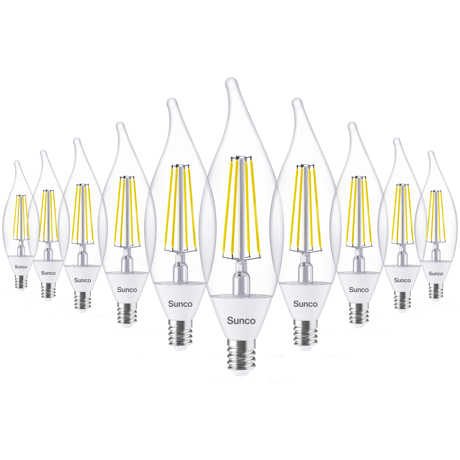 Sunco 10 Pack Dusk to Dawn Candelabra CA11 LED Light Bulbs Outdoor, 5W ...