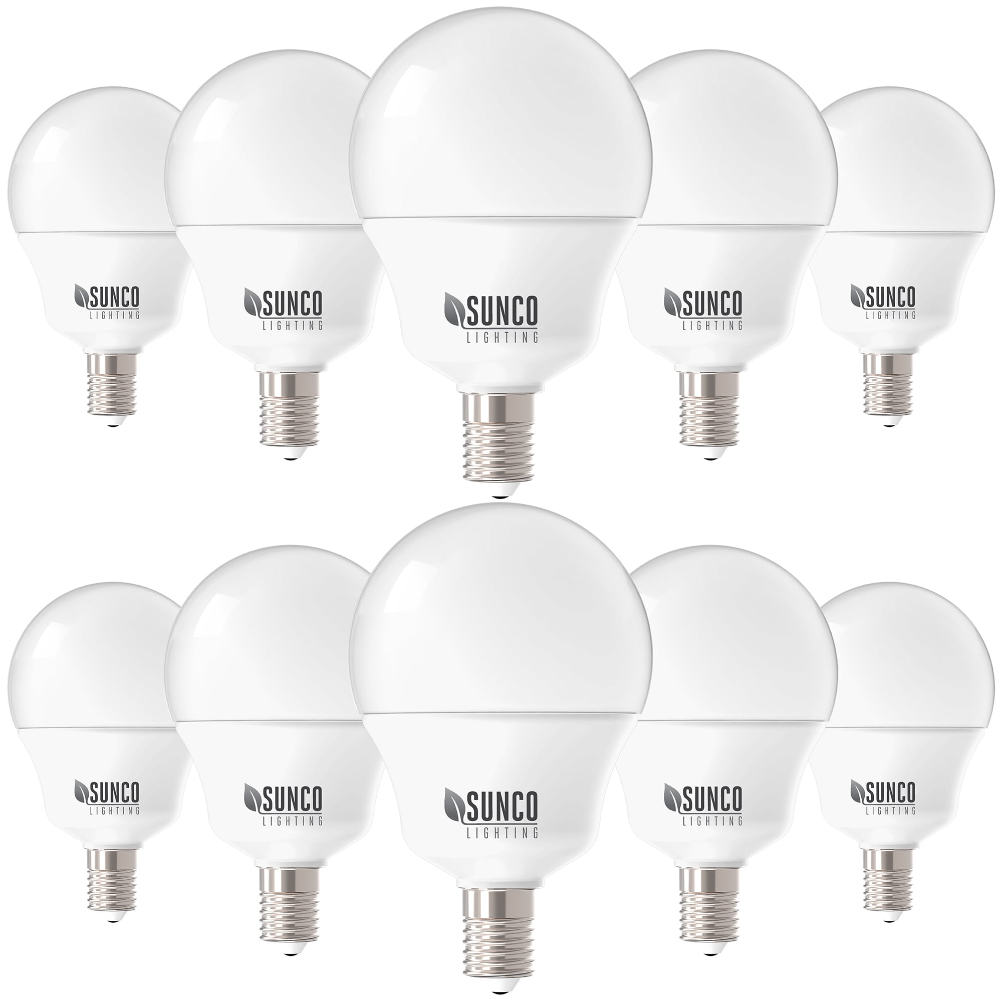 Sunco Lighting 10 Pack G14 LED Globe, 5W=40W, Candelabra Bulb, 450 LM ...