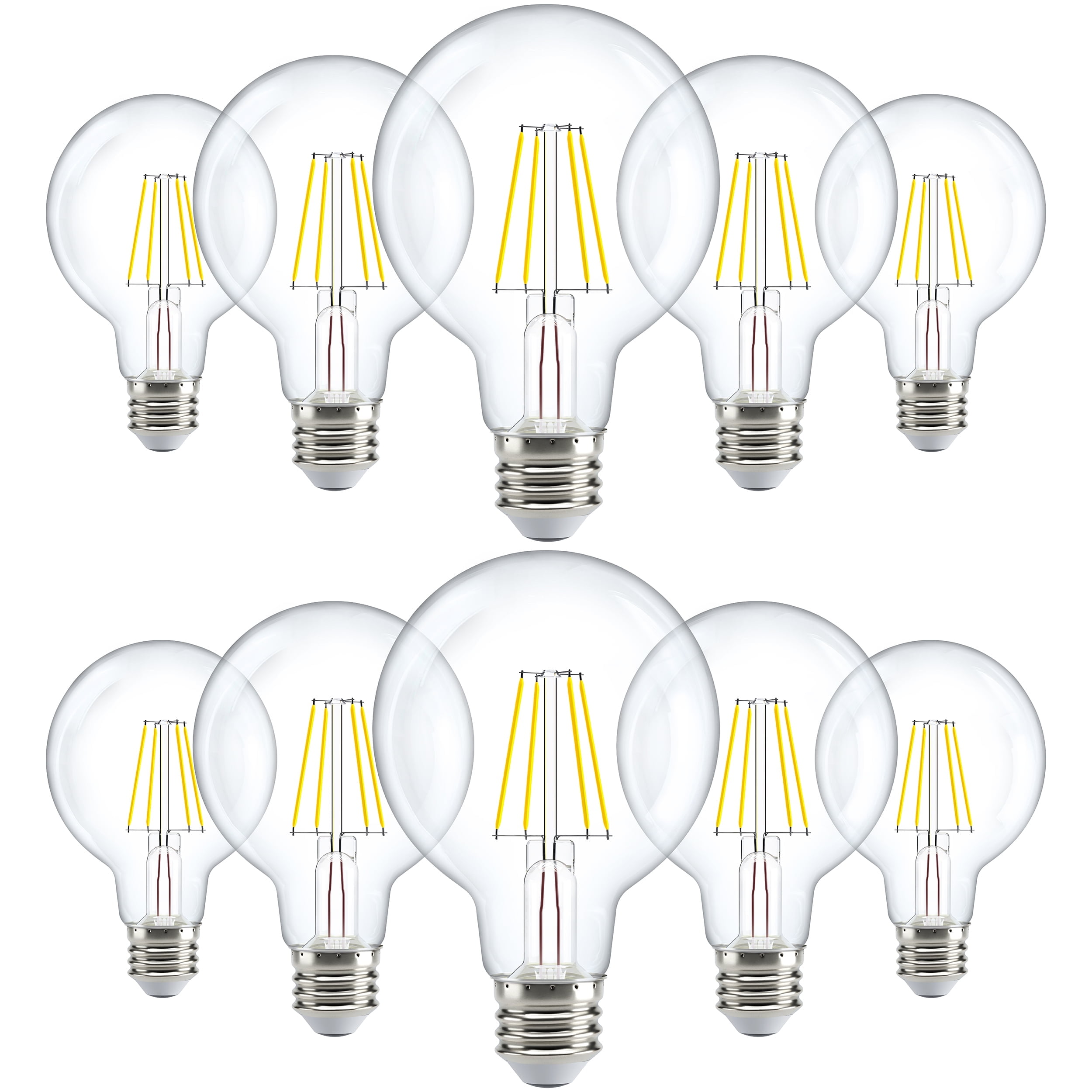 Sunco 10 Pack G25 Globe Light Bulbs LED Edison Vanity Light Bulbs ...