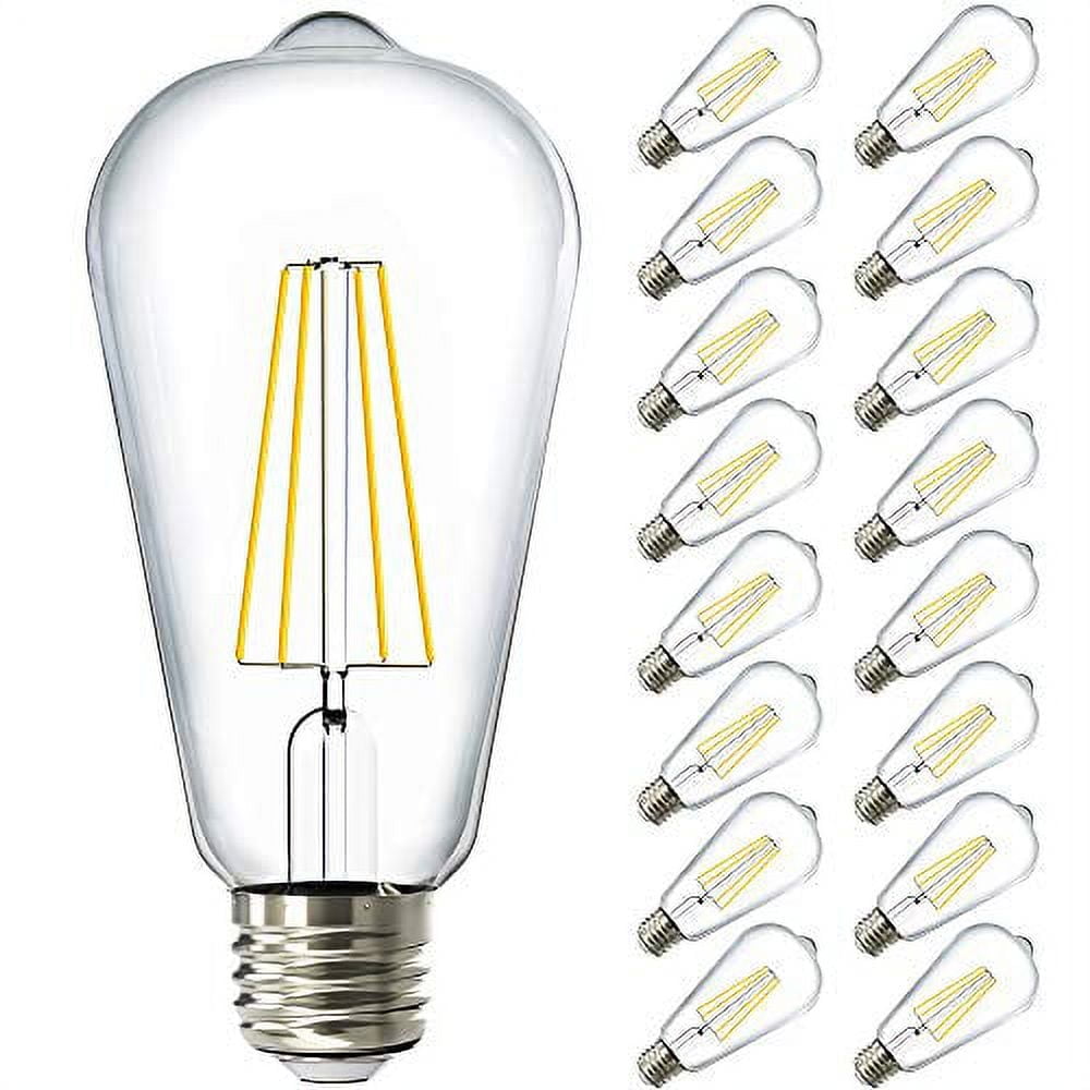 Sunco Lighting 16 Pack ST64 LED Bulb, Dimmable, Waterproof, 8.5W=60W ...