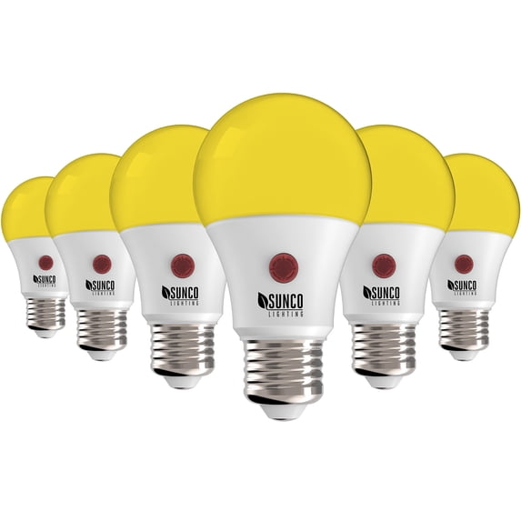 Sunco Lighting A19 LED Bug Light Bulb, Dusk to Dawn Sensor, Yellow ...
