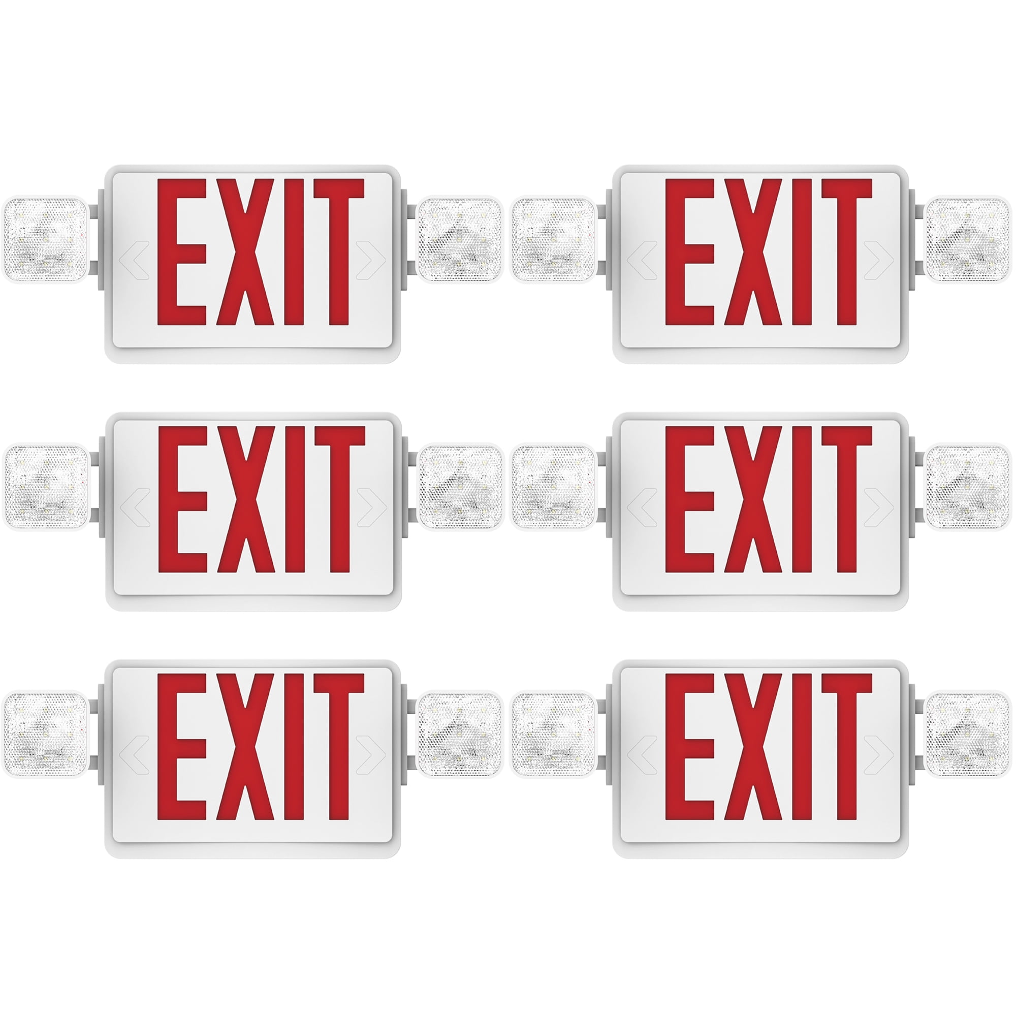 Sunco 6 Pack Red Exit Signs With Emergency Lights, Two Adjustable ...