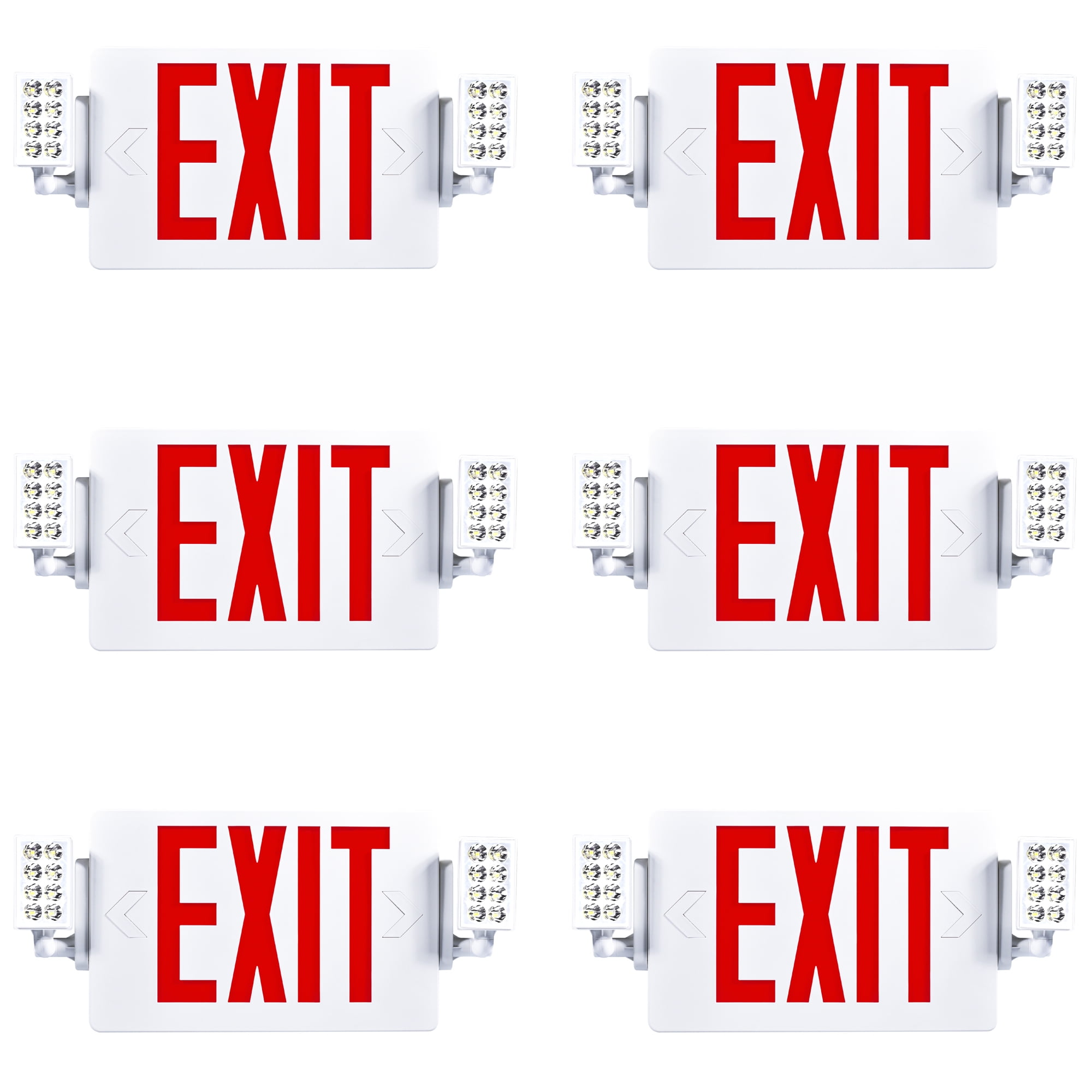Sunco Lighting 6 Pack Double Sided LED Emergency EXIT Sign, Two LED ...