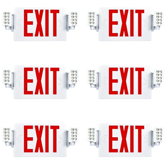 Sunco Lighting 6 Pack Double Sided LED Emergency EXIT Sign, Two LED ...