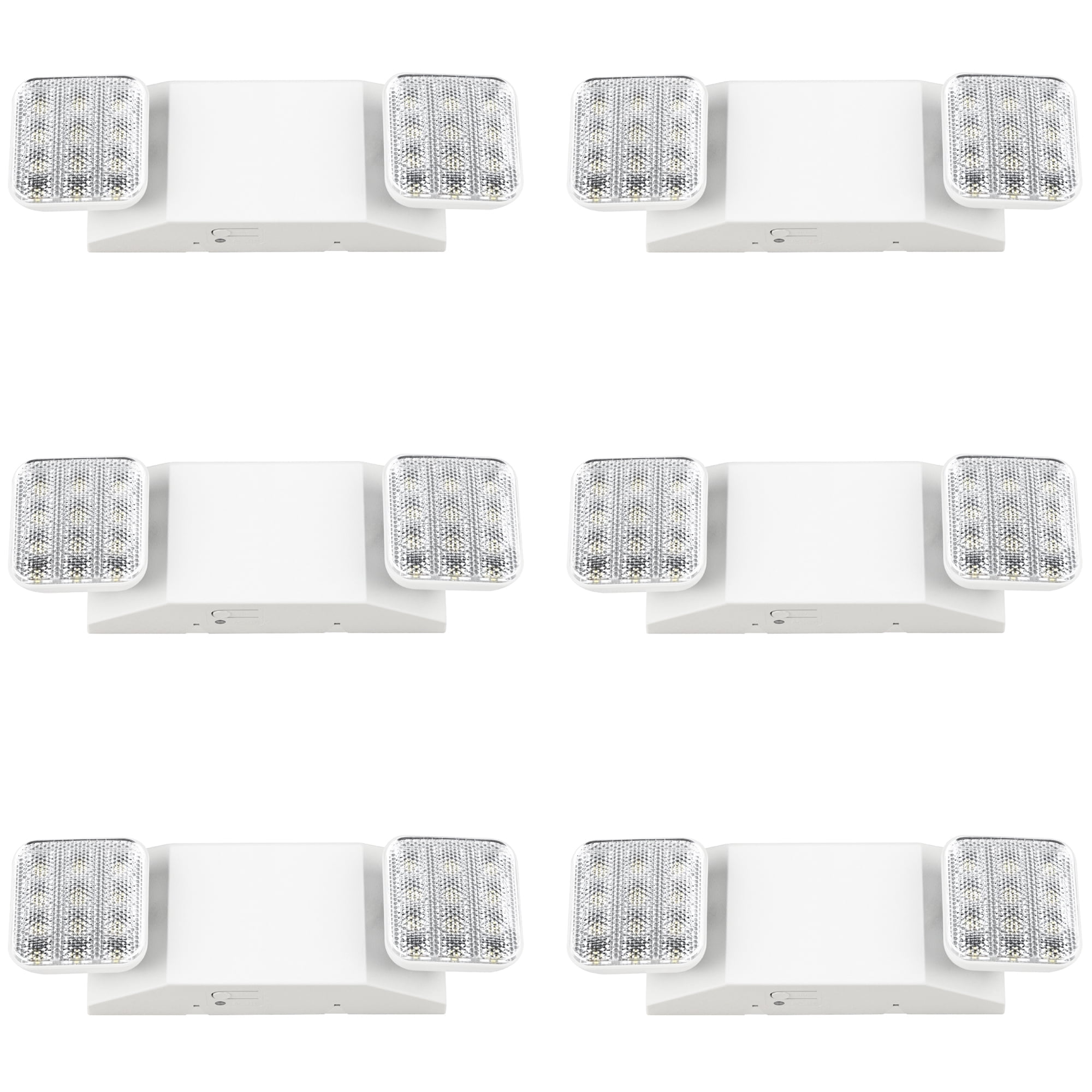 Sunco Lighting 6 Pack LED Emergency Light Fixture, Two LED Flood Lights ...