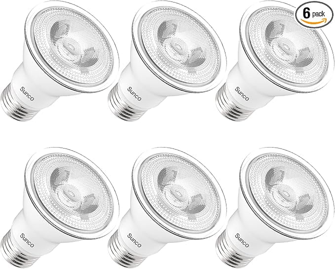 Sunco Lighting 6 Pack PAR20 LED Bulbs 50W Equivalent 7W Dimmable, CRI90 ...