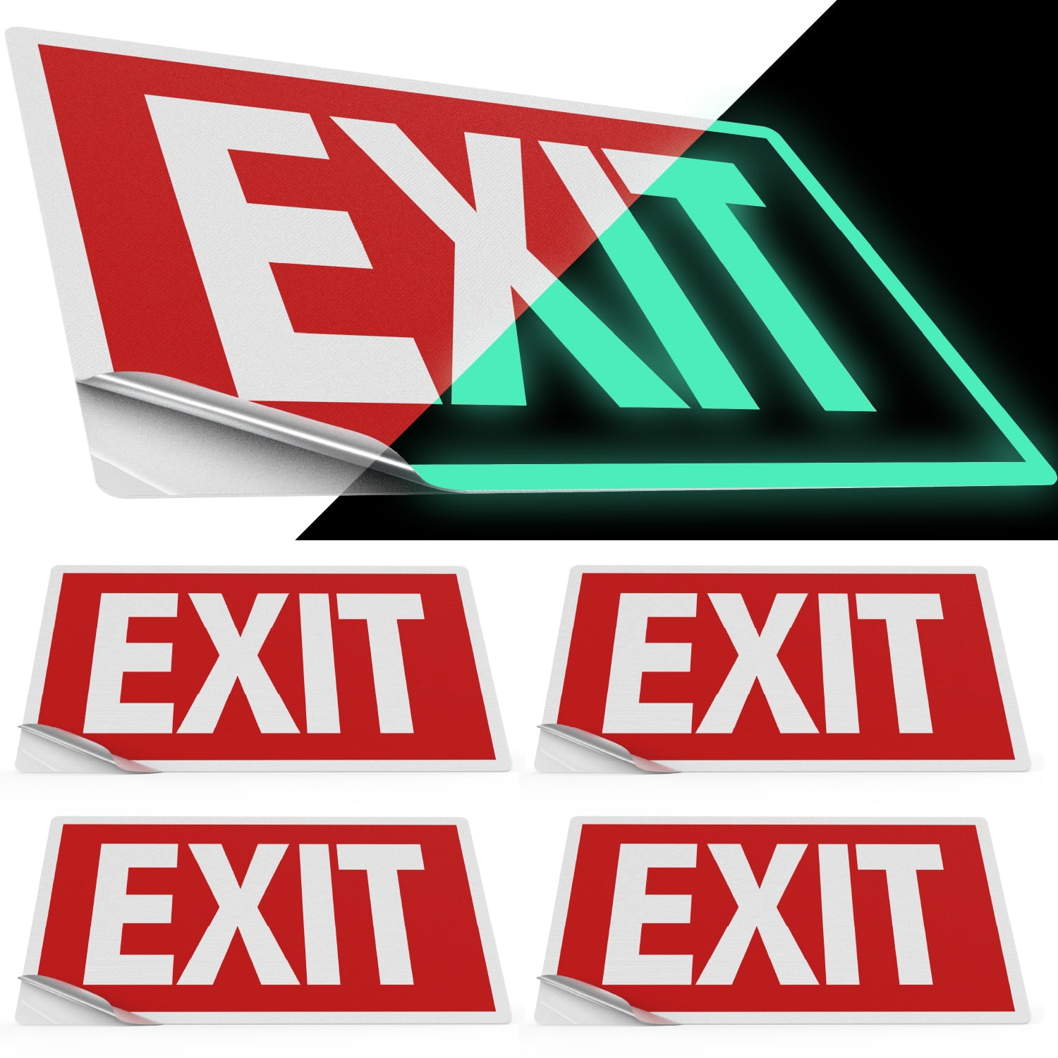 Sunco Photoluminescent Exit Signs, Glow In The Dark Emergency Sign, Non ...