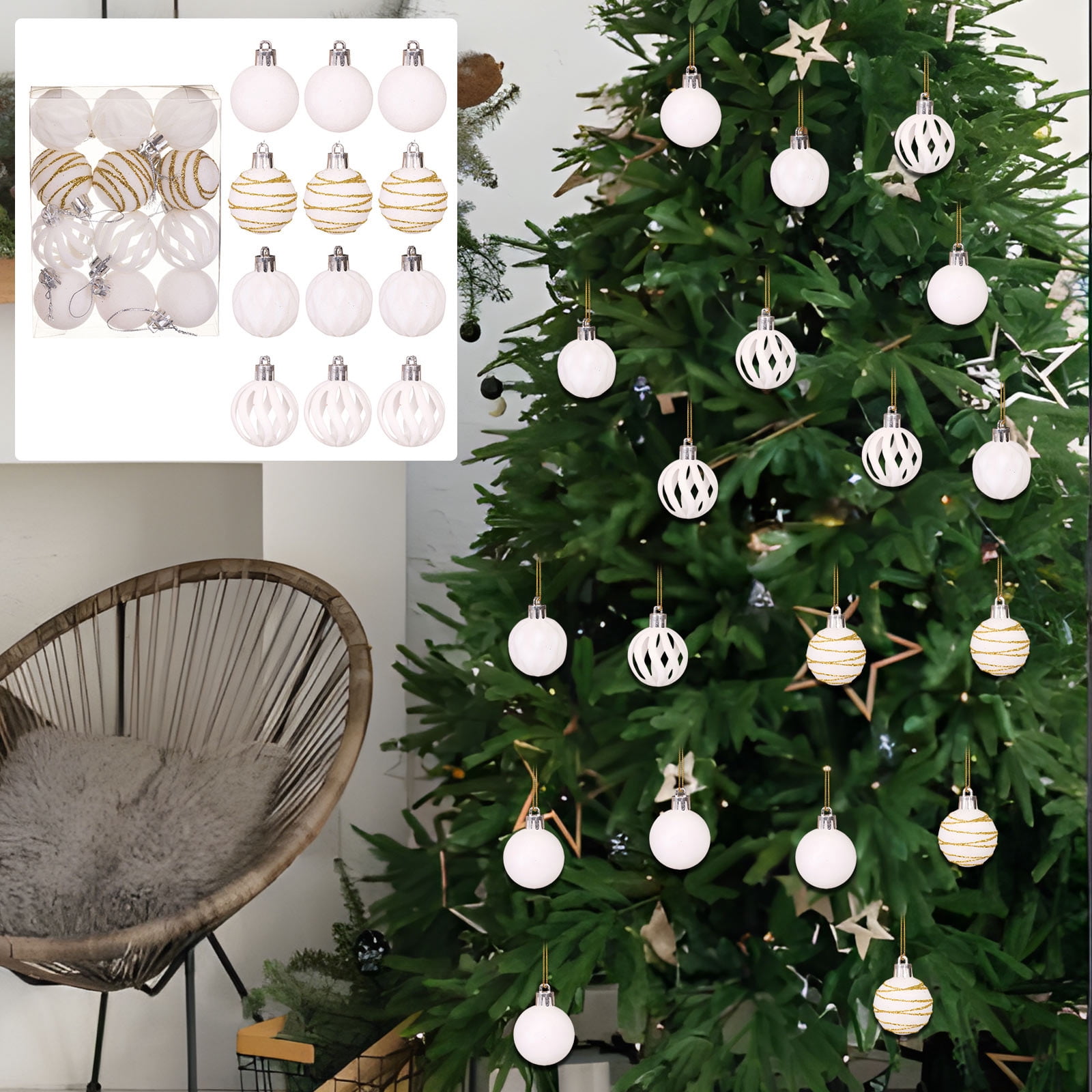 Suncoda 12Pcs Christmas Balls Ornaments, Velvet Christmas Shatterproof ...