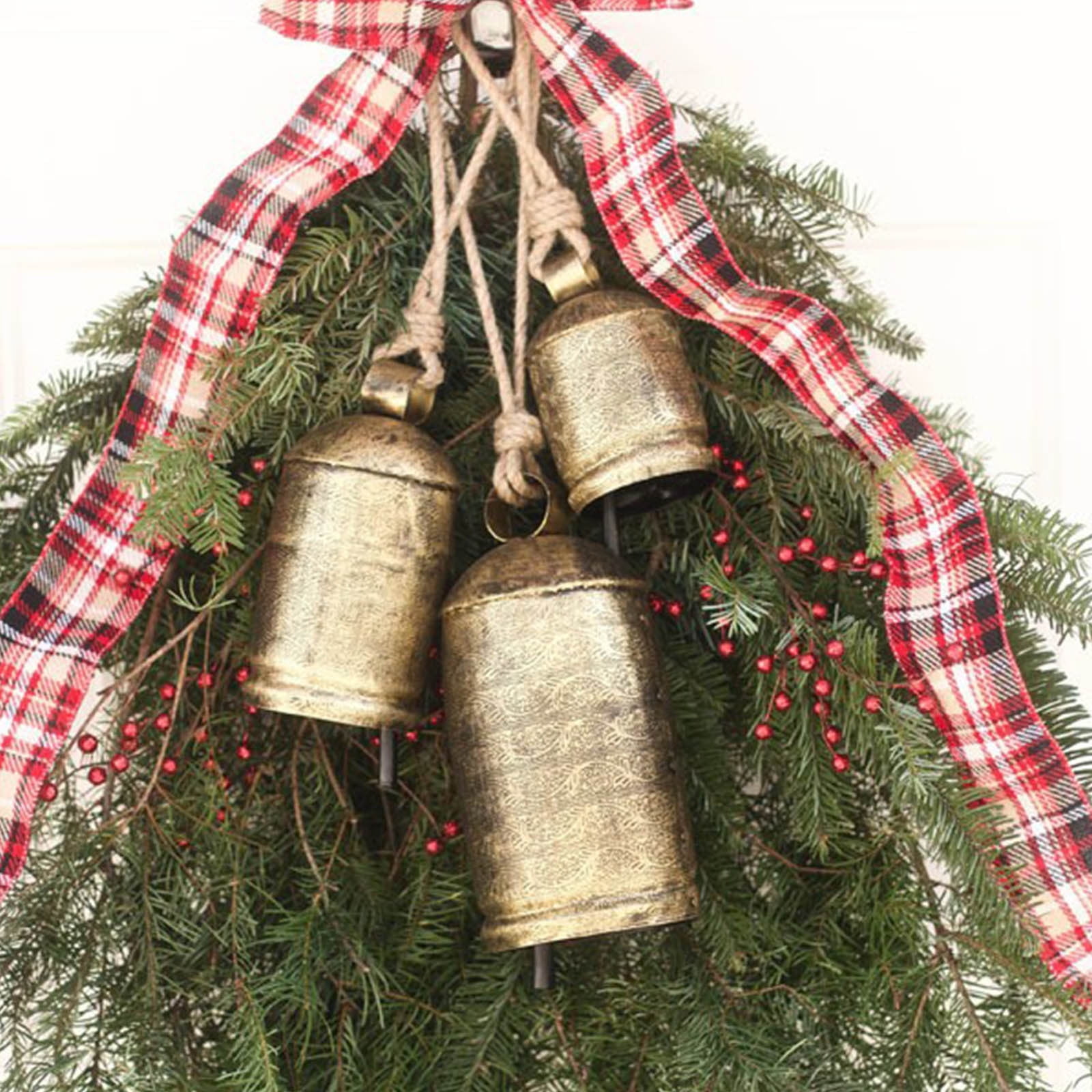 Suncoda 3Pcs Christmas Bells, Multi-style Christmas Bell Brass Cow ...
