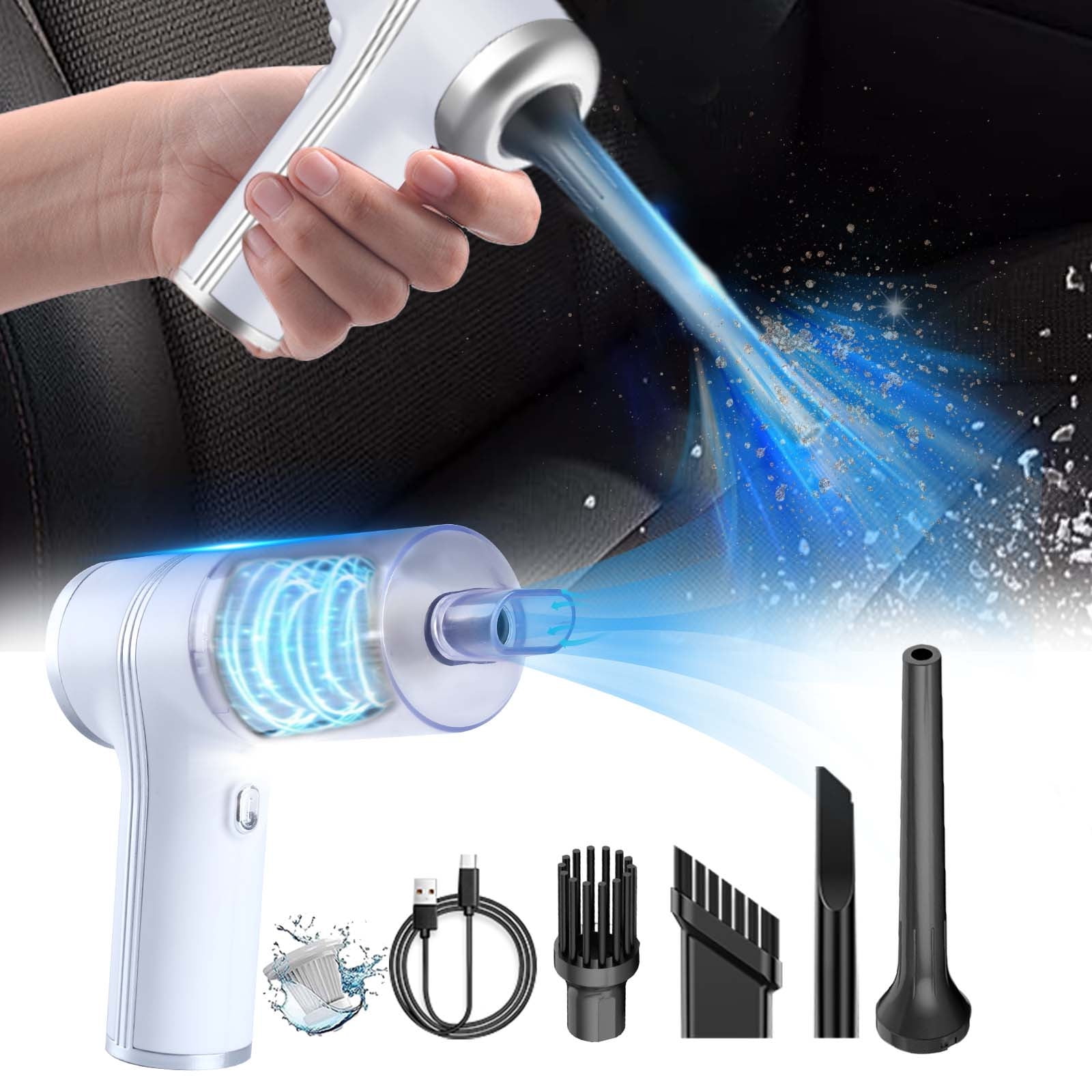 Suncoda Car Vacuum Portable Cordless, 9000PA Handheld Vacuum with Clear ...