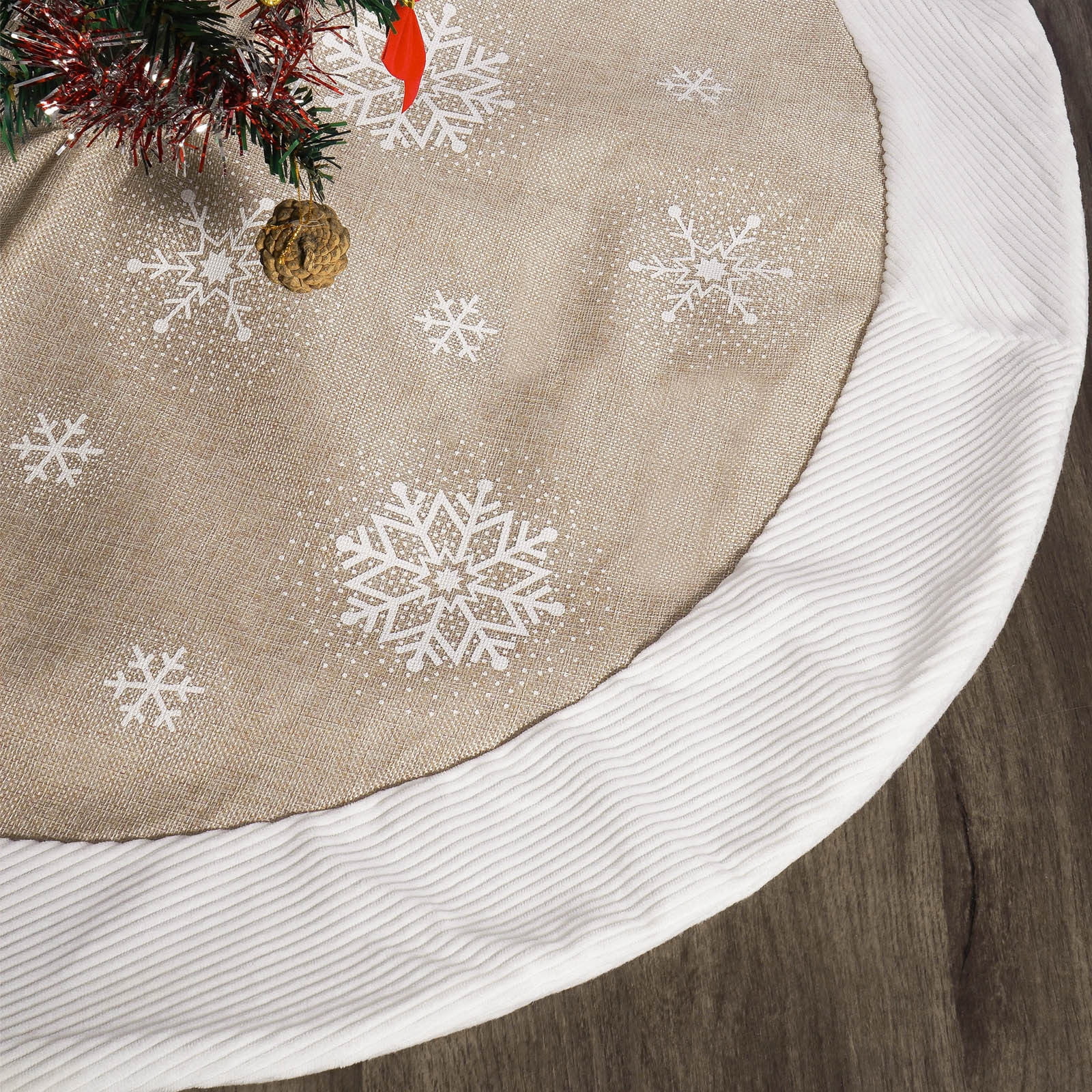 Suncoda Christmas Tree Skirt, Christmas Tree Skirt 36 Inch Snowflake ...