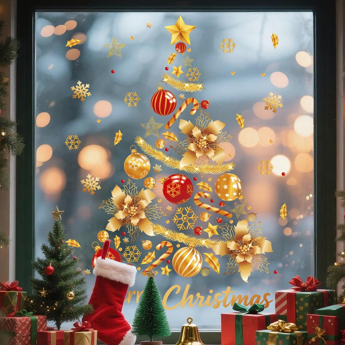 Suncoda Christmas Window Clings for Glass Windows, Christmas Decoration ...