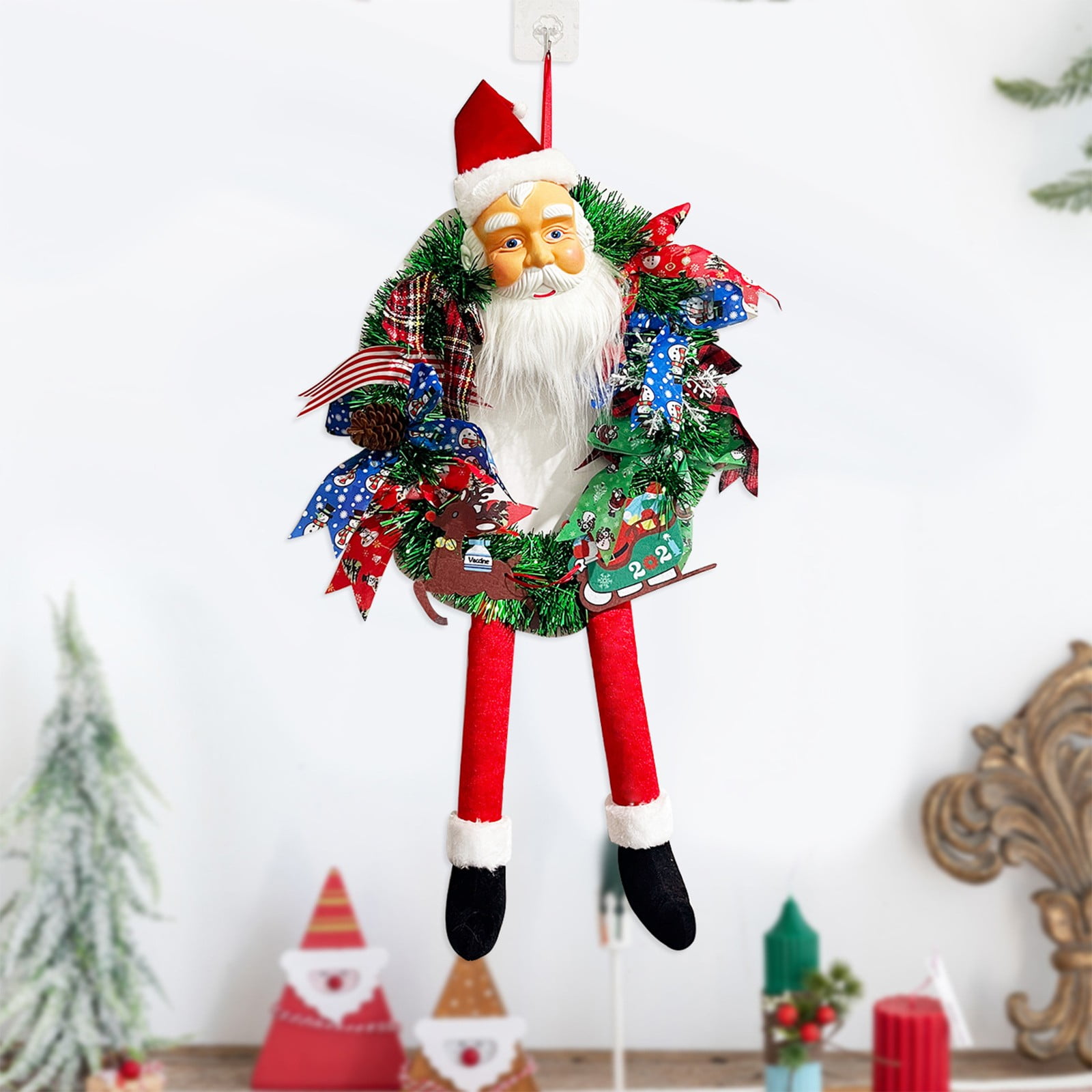 Suncoda Christmas Wreath, Christmas Wreaths Hanging Holiday Tem Strips ...