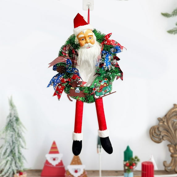Suncoda Christmas Wreath, Christmas Wreaths Hanging Holiday Tem Strips ...