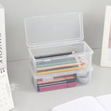 "Suncoda Plastic Snap Tight Lid Large Pencil Box, White, Stackable ...